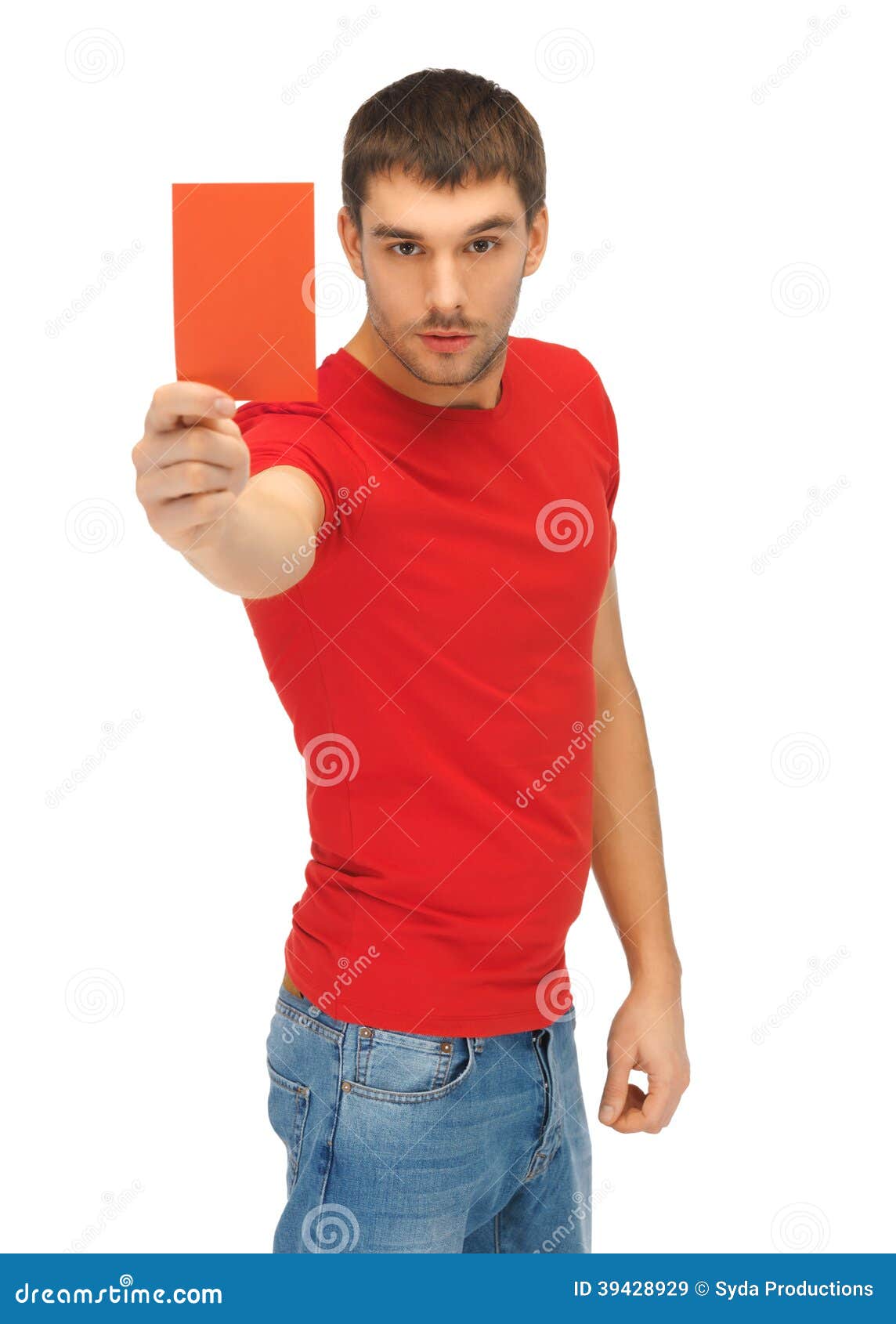 Handsome man with red card stock image. Image of note - 39428929