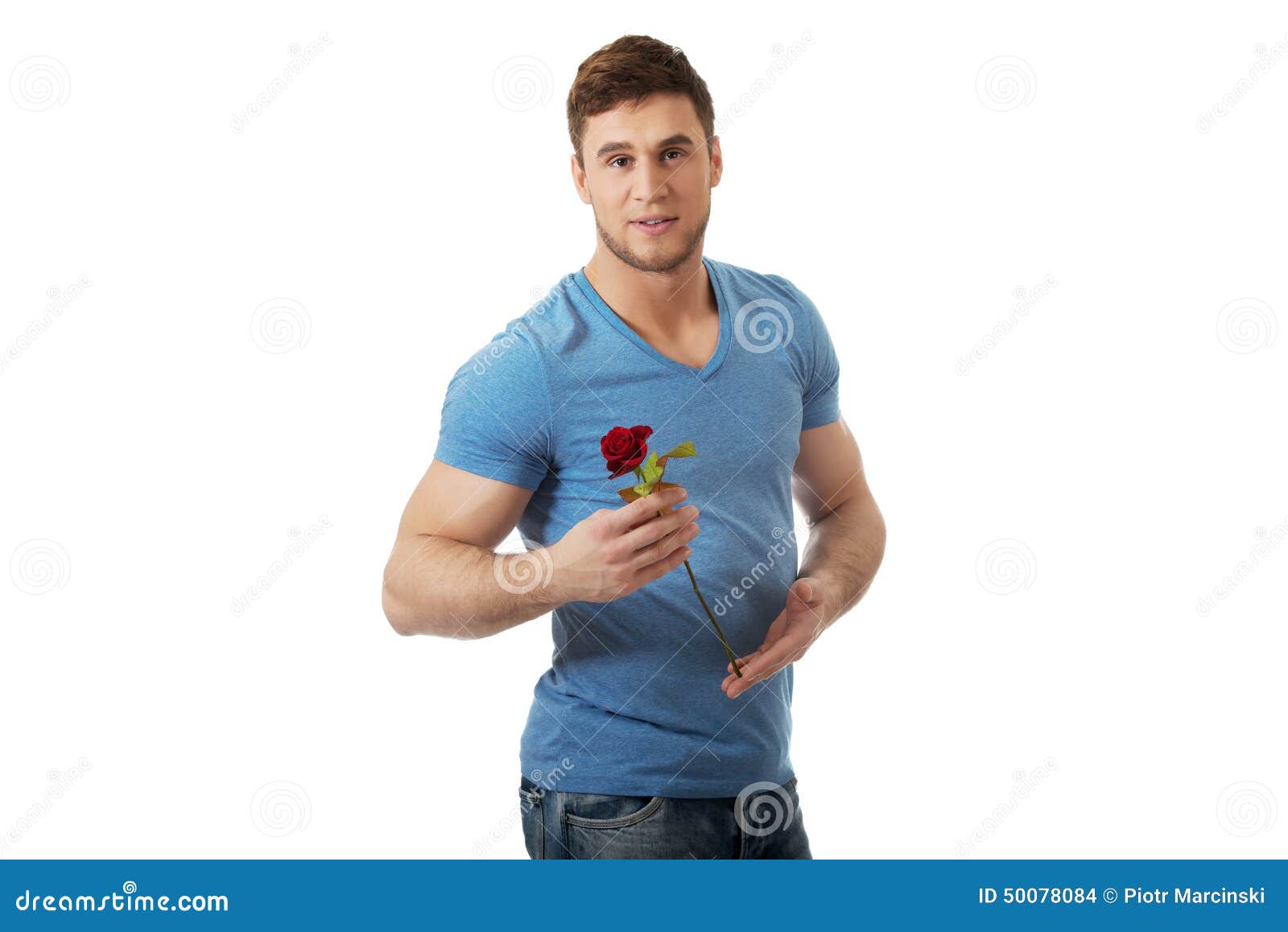 Handsome Man with Red Rose. Stock Photo - Image of romantic, positivity ...