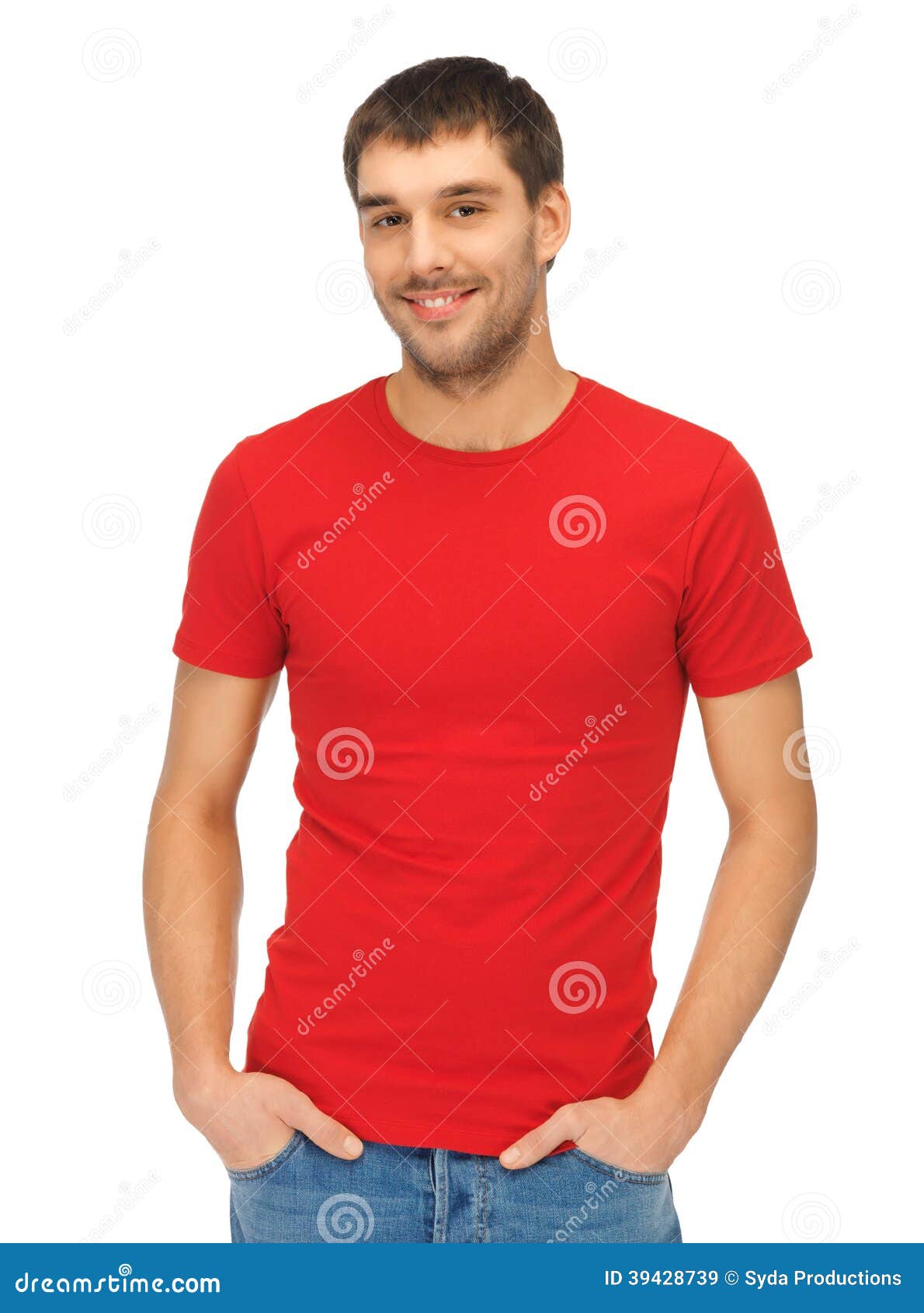 Handsome man in red shirt stock image. Image of caucasian - 39428739