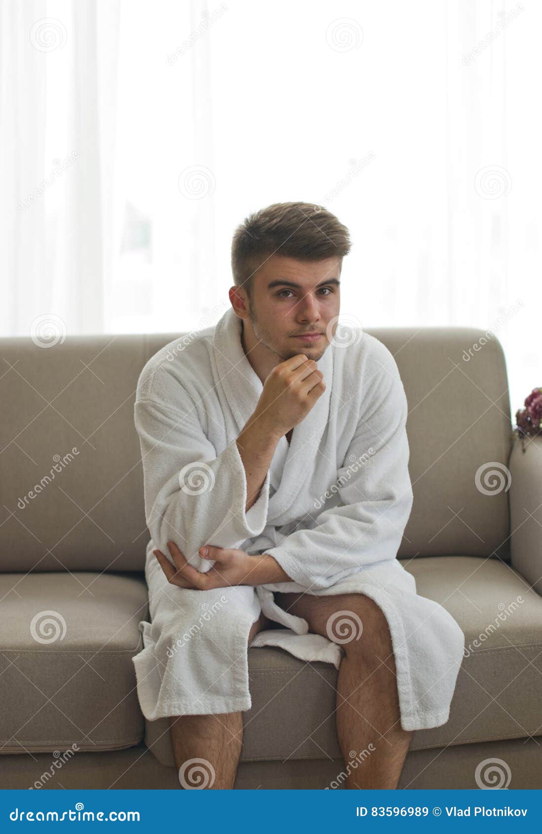 Handsome Man Relaxing in Bathrobe Stock Image - Image of robe, tourist ...
