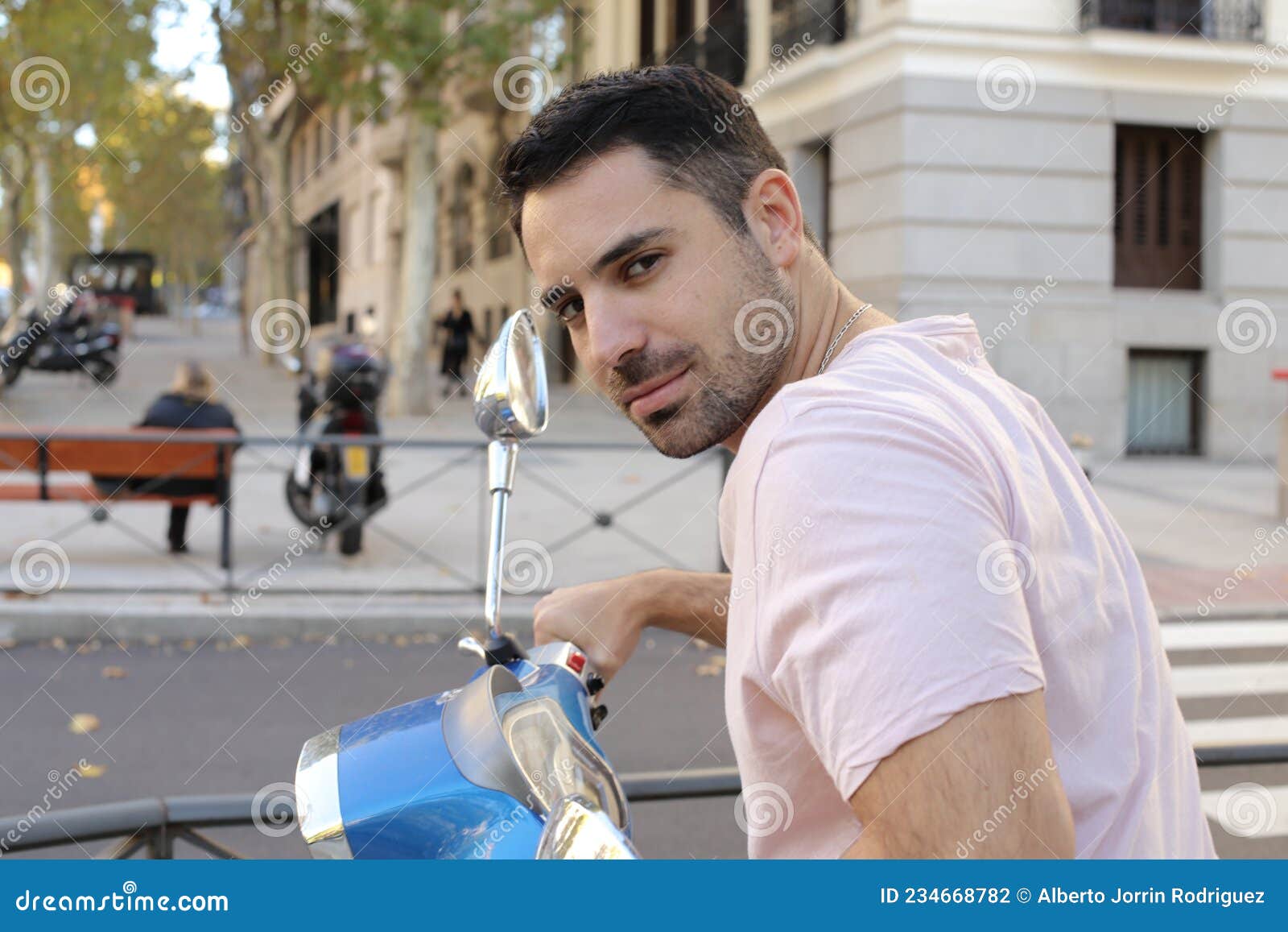 Handsome Man Riding a Scooter Stock Photo - Image of alone, adult ...