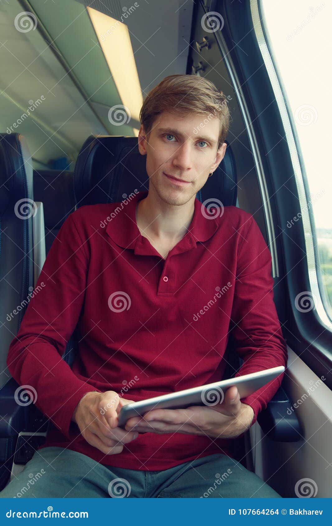 Handsome Man Riding on a Train Stock Photo - Image of railway, journey ...