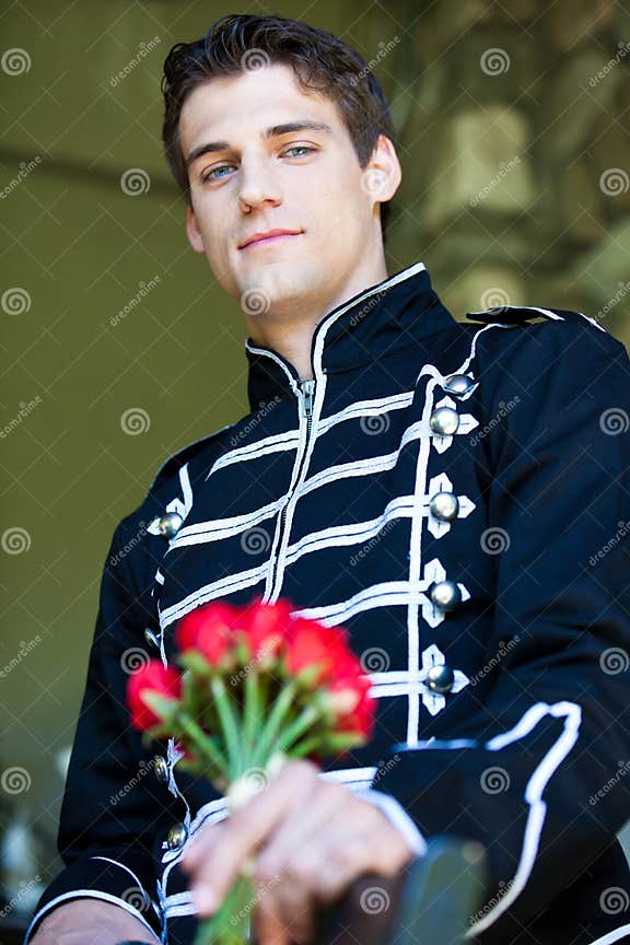 Handsome Man with roses stock photo. Image of masculine - 27187290