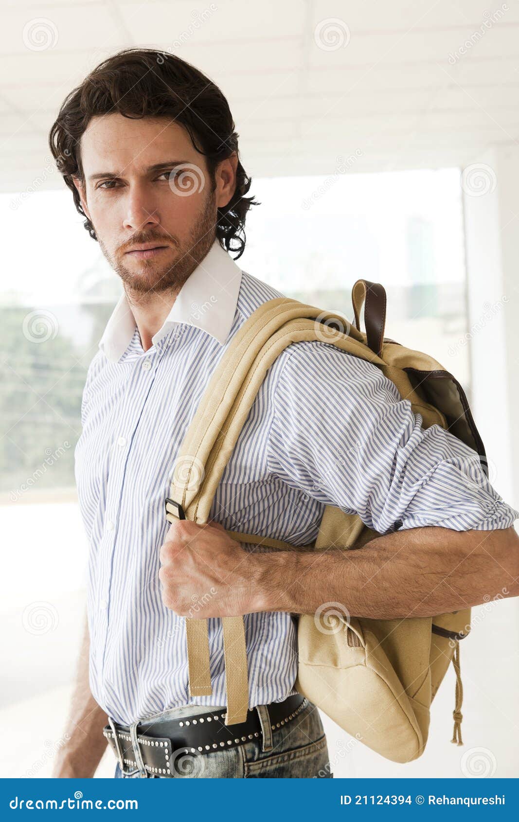 Handsome Man with a Rucksack Stock Photo - Image of single, movemant ...