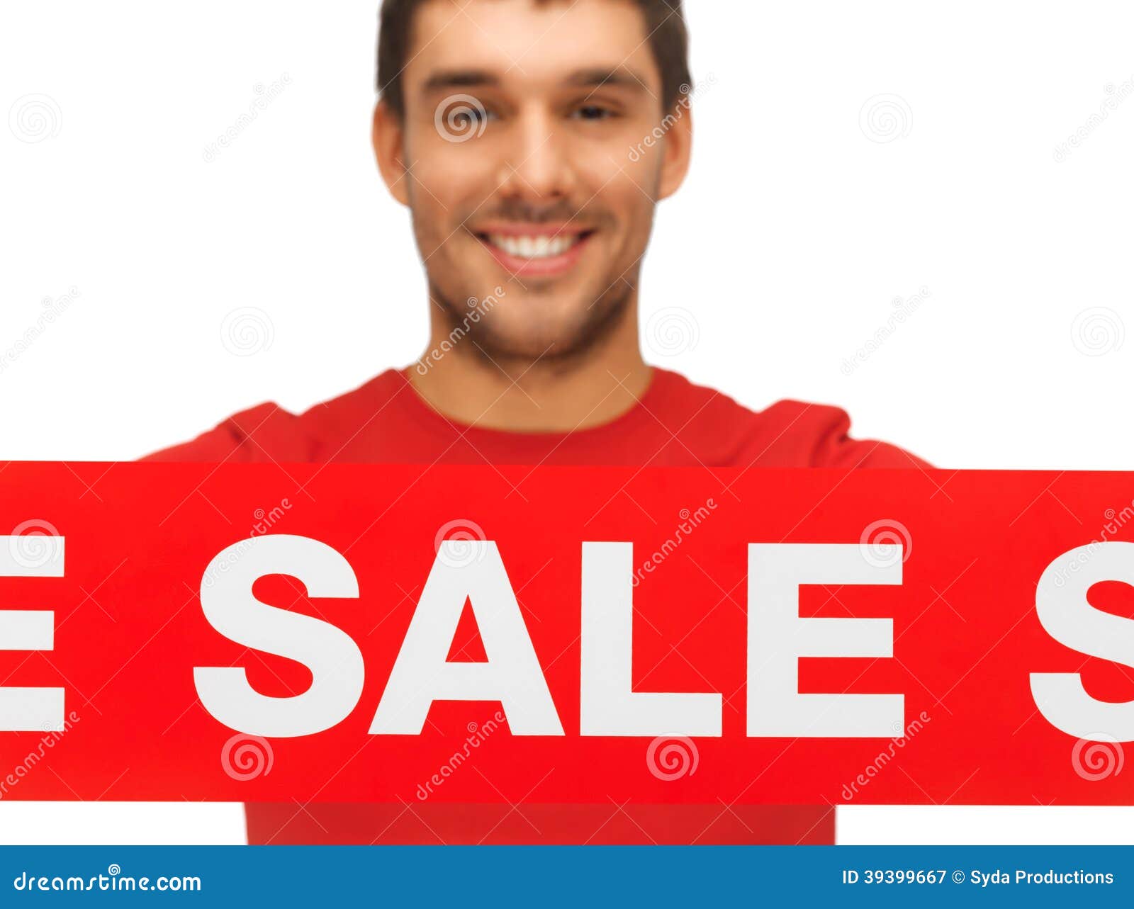 Handsome Man with Sale Sign Stock Image - Image of friendly, handsome ...