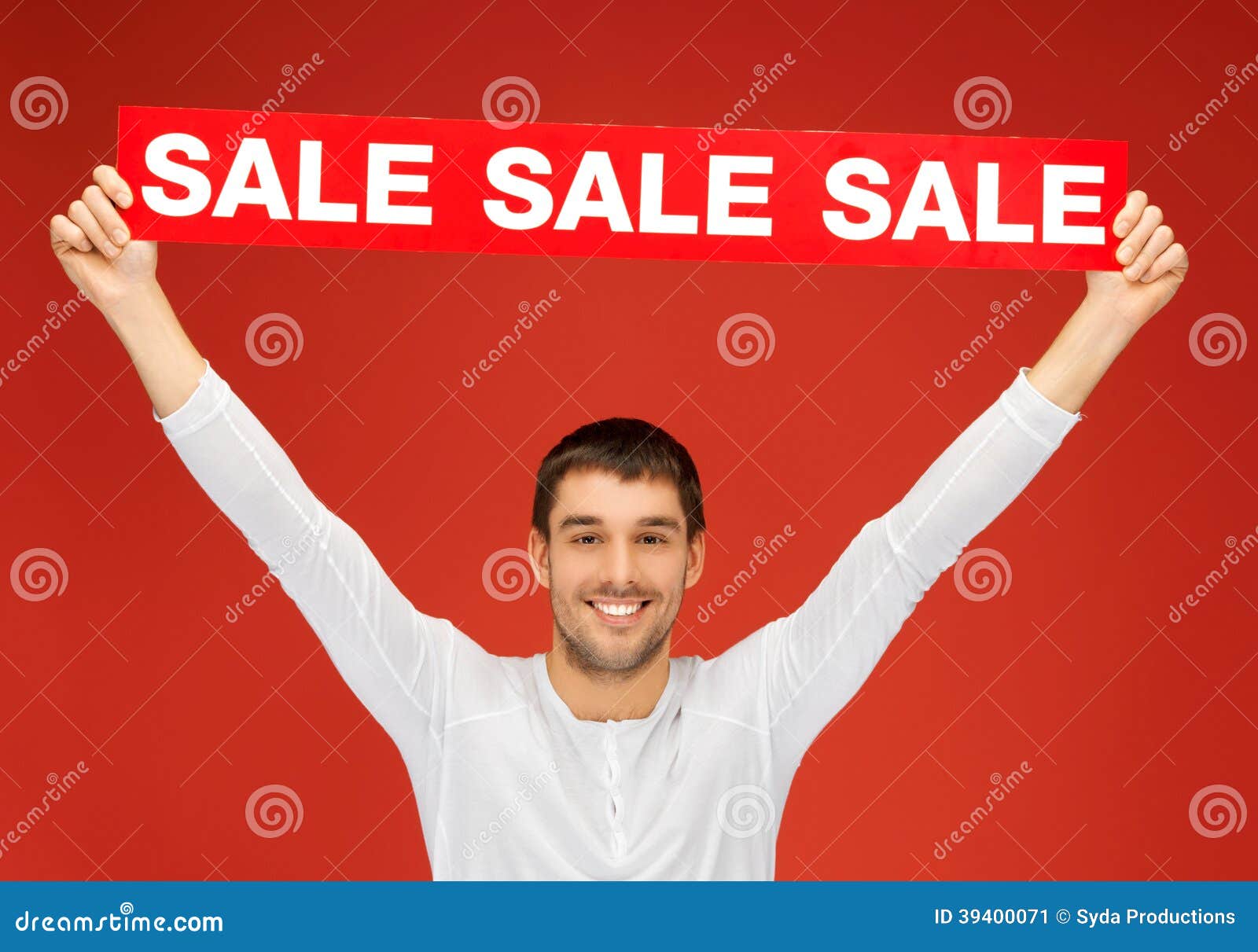 Handsome Man with Sale Sign Stock Image - Image of attractive, clean ...