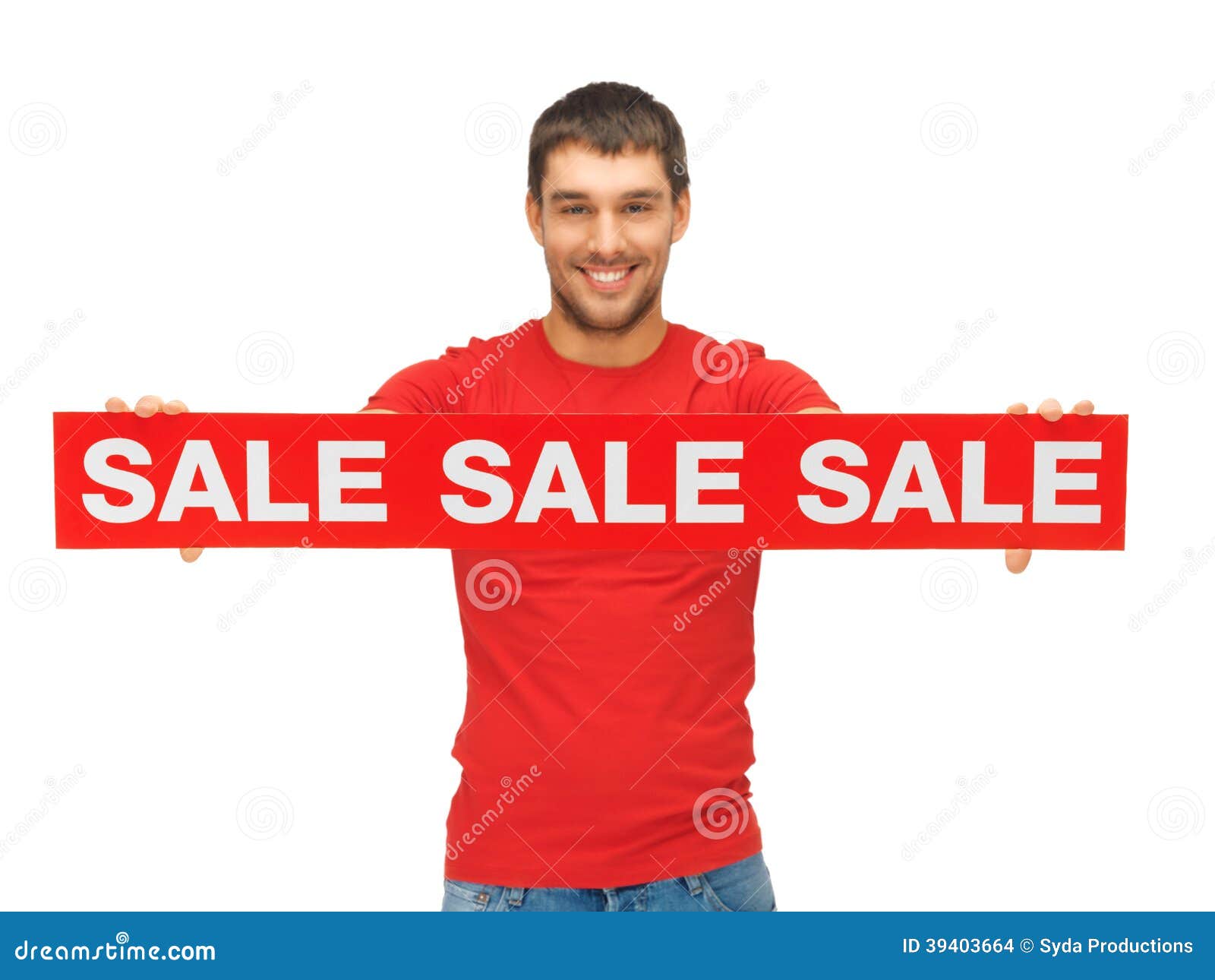 Handsome Man with Sale Sign Stock Photo - Image of gentleman ...