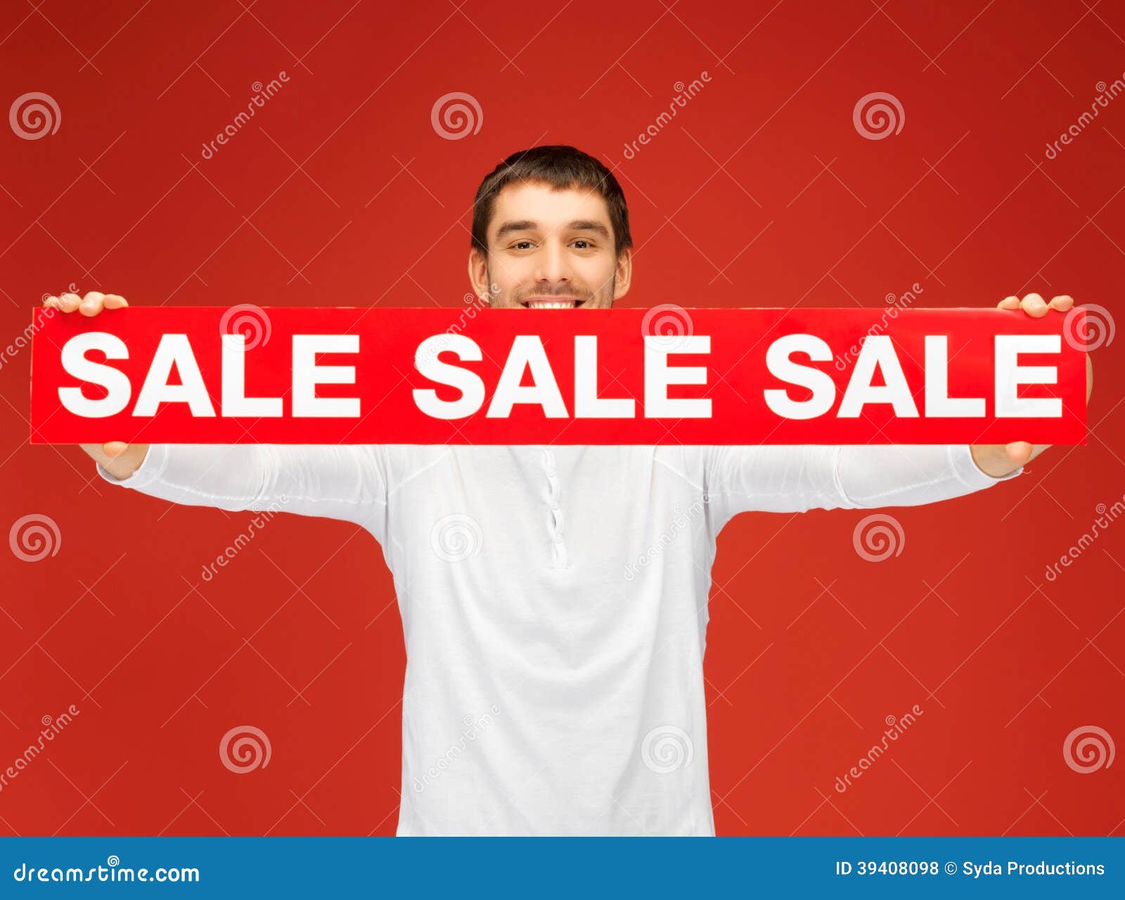 Handsome Man with Sale Sign Stock Photo - Image of people, offer: 39408098