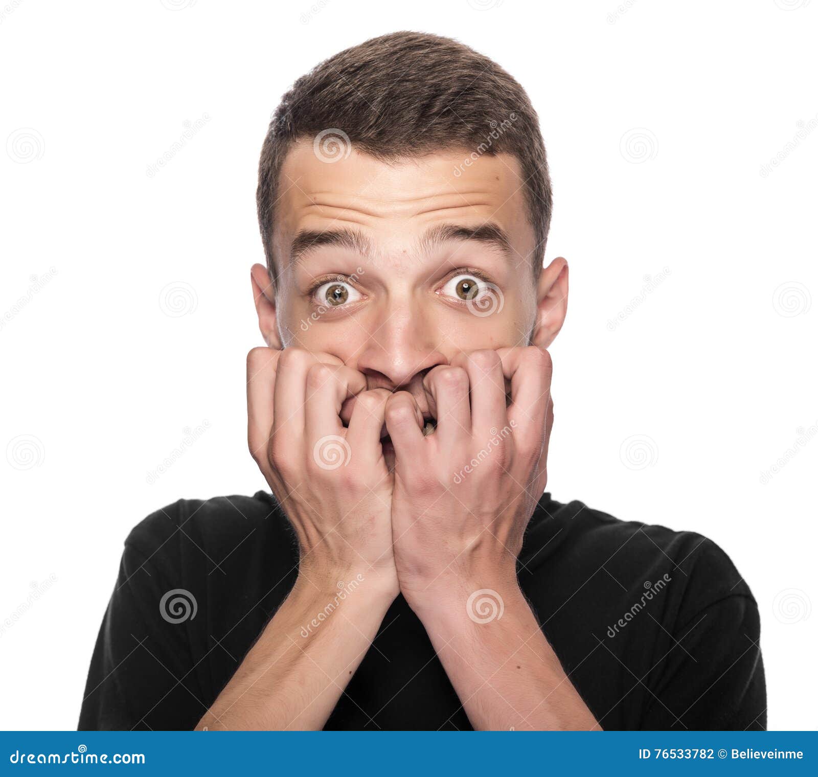 Handsome man is scared. stock photo. Image of face, happy - 76533782