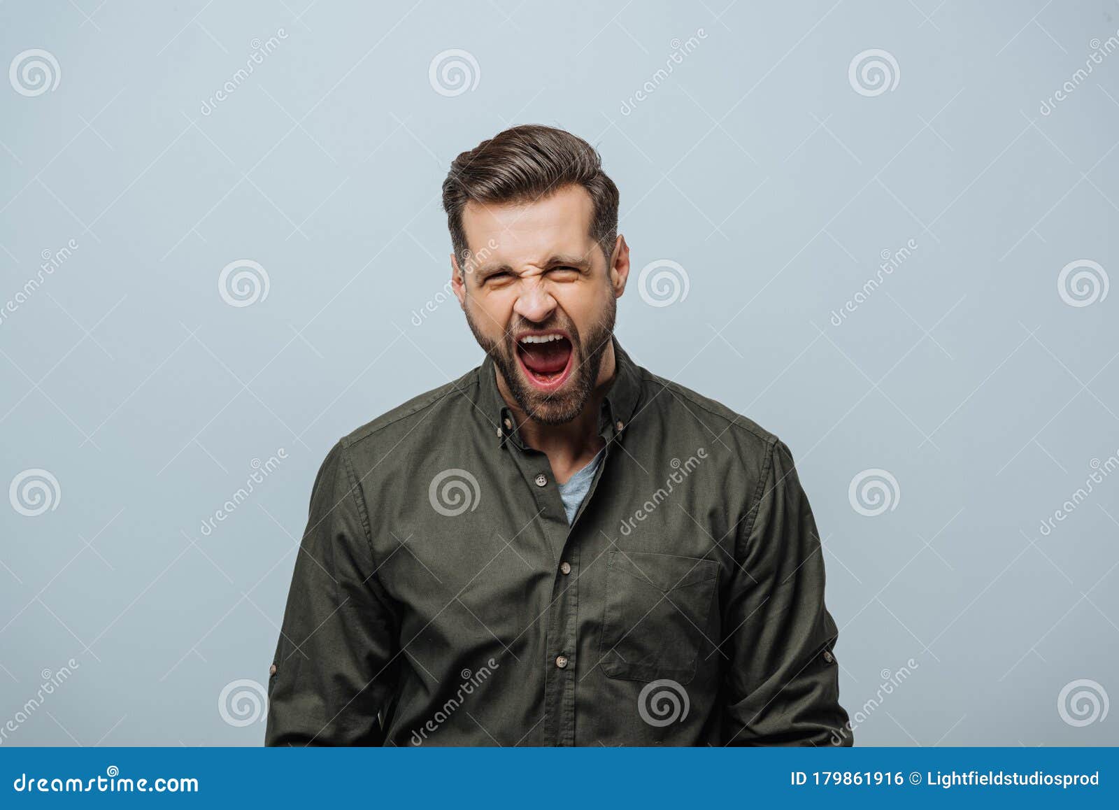 Handsome Man Screaming at Camera Stock Photo - Image of bearded, scream ...