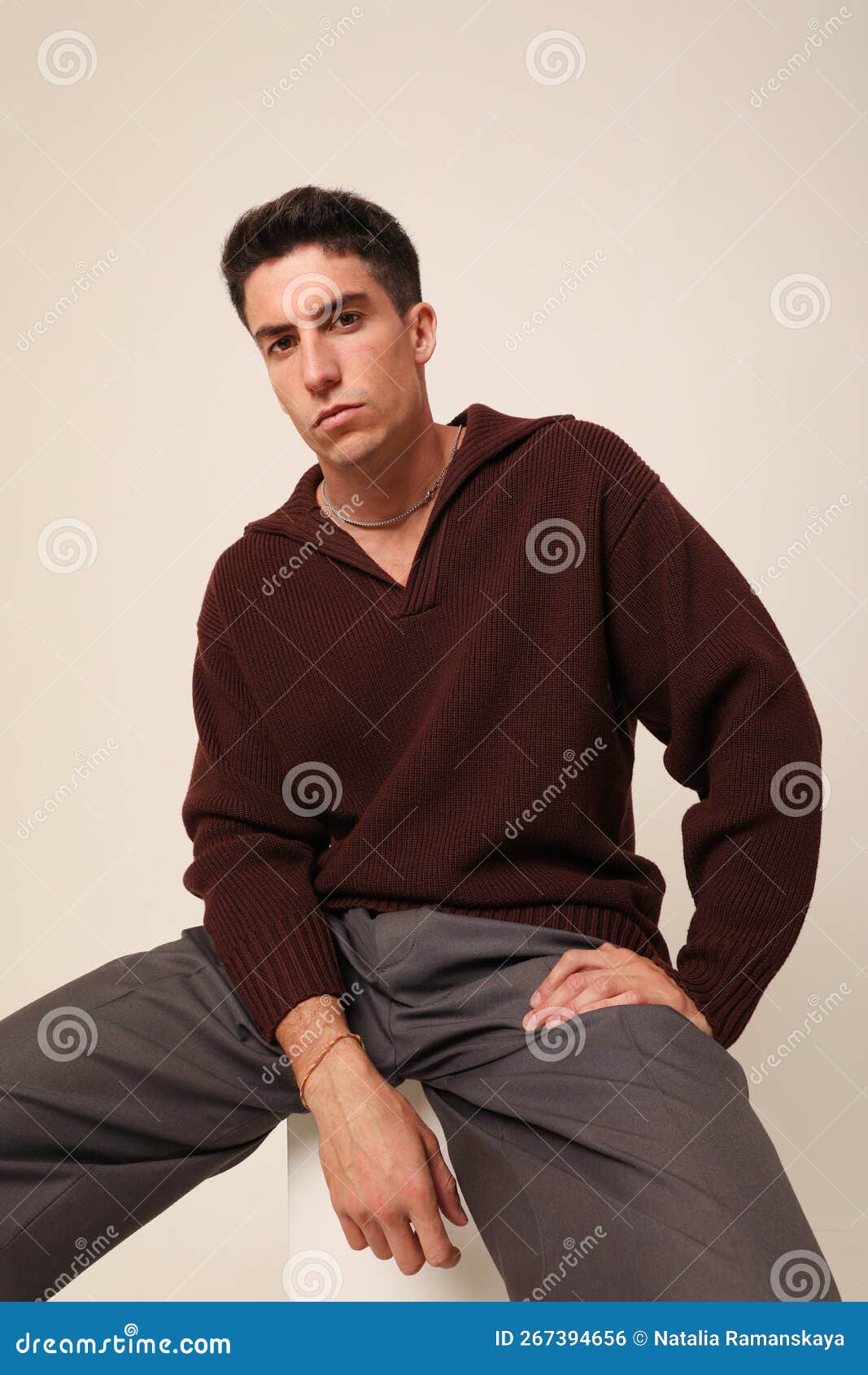 Handsome Man with Serious Expression and Ideas, Looking at the Camera ...