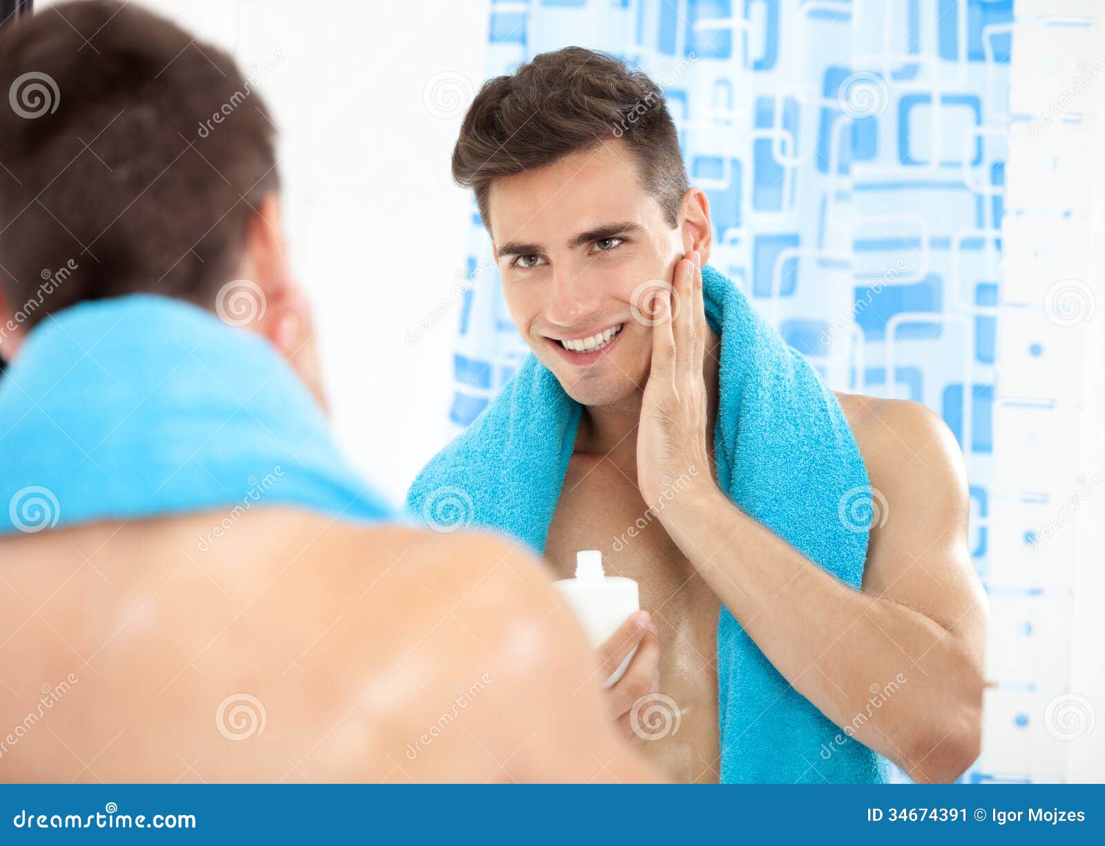 Handsome man after shave stock image. Image of cream - 34674391