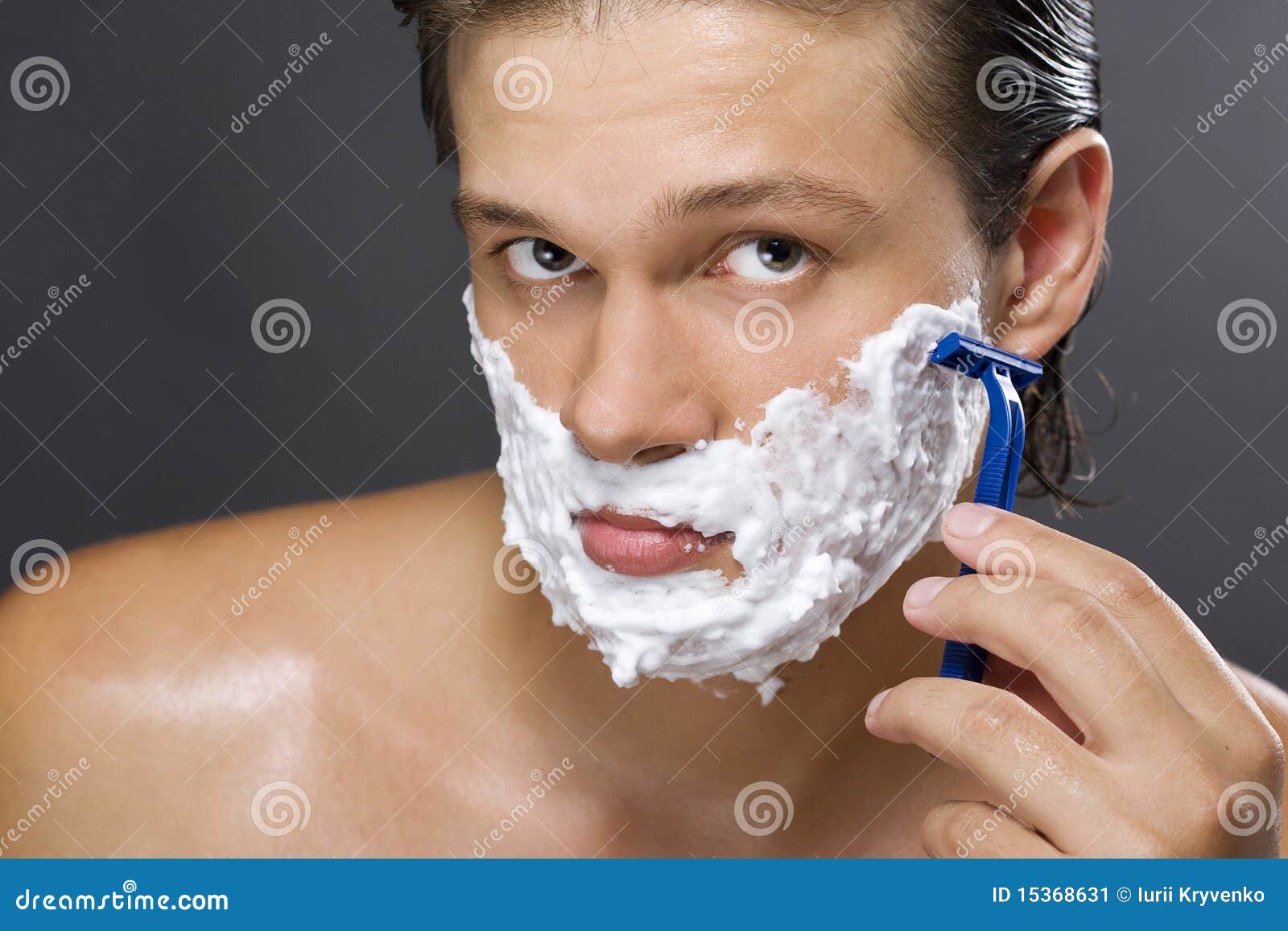 Handsome man shaving stock image. Image of healthy, friendly - 15368631