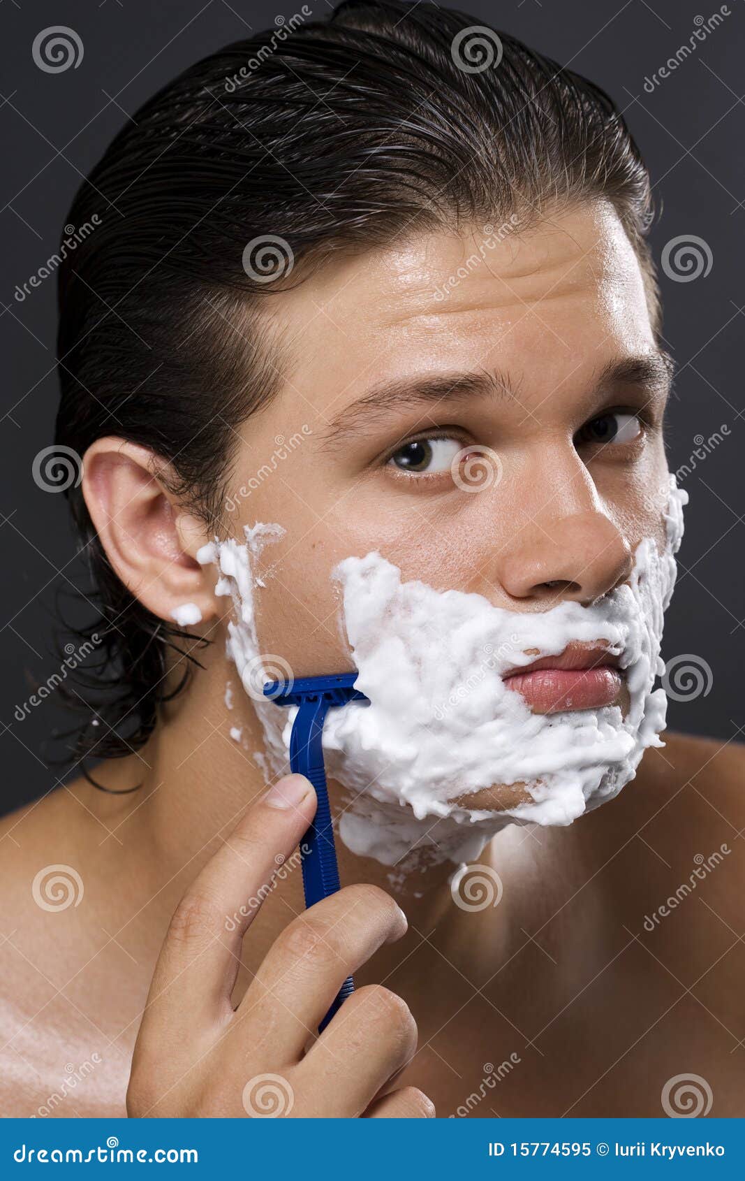 Handsome man shaving stock image. Image of care, blade - 15774595