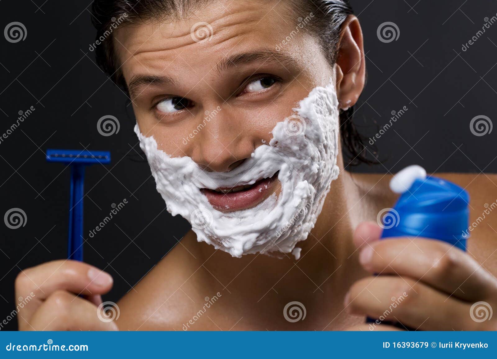 Handsome man shaving stock image. Image of face, fresh - 16393679
