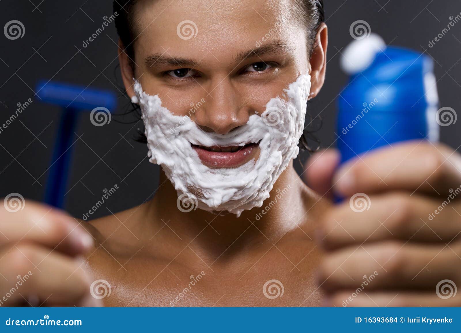 Handsome man shaving stock photo. Image of head, beard - 16393684