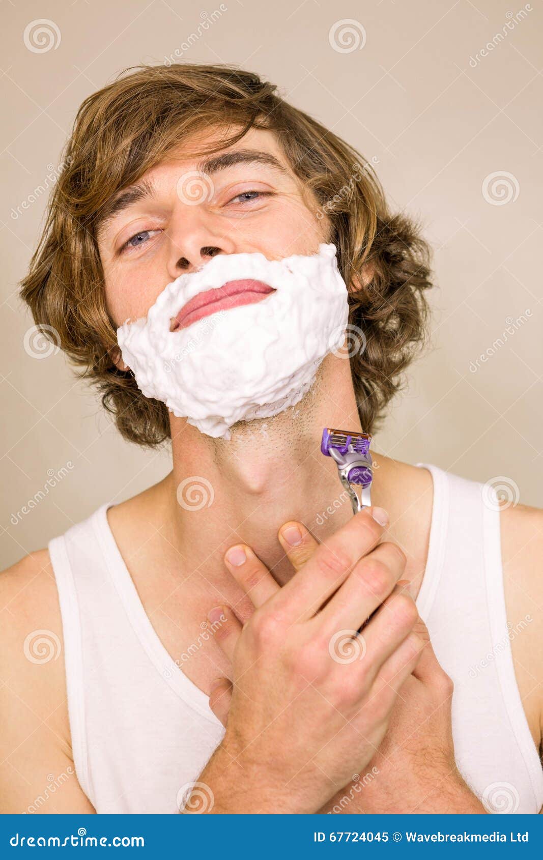 Handsome Man Shaving in the Bathroom Stock Image - Image of adult ...