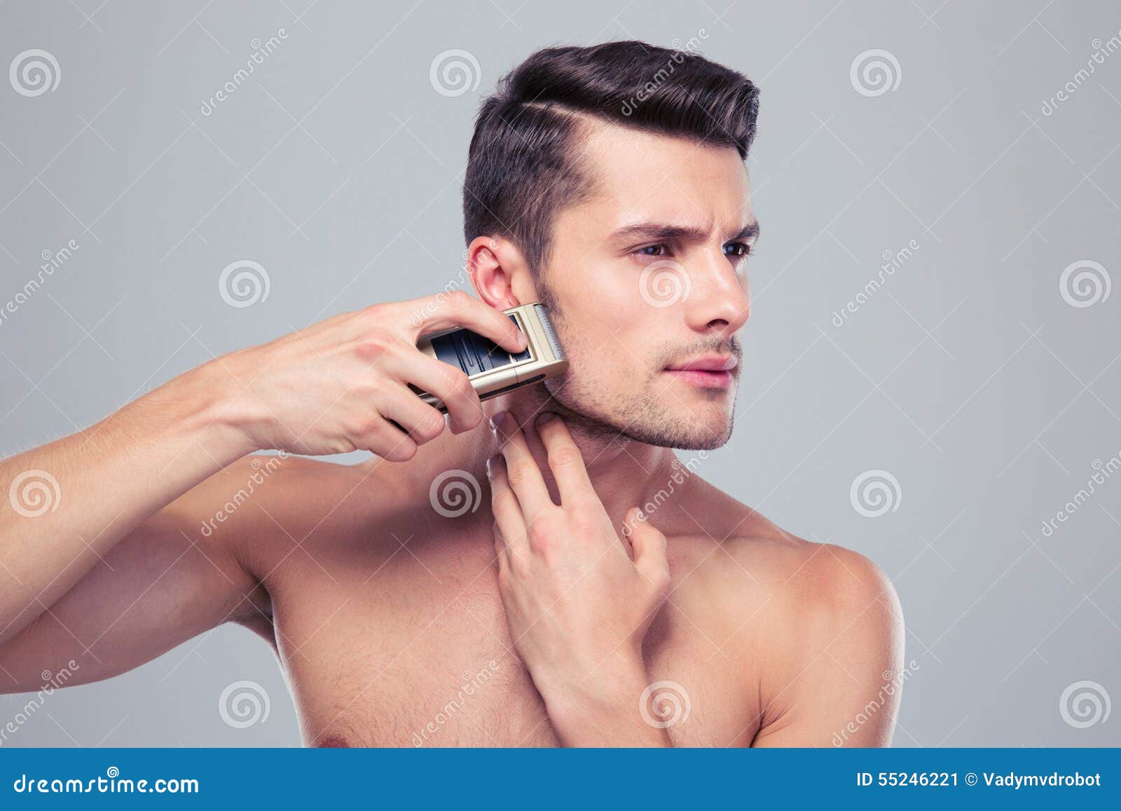 Handsome Man Shaving with Electric Razor Stock Image - Image of ...