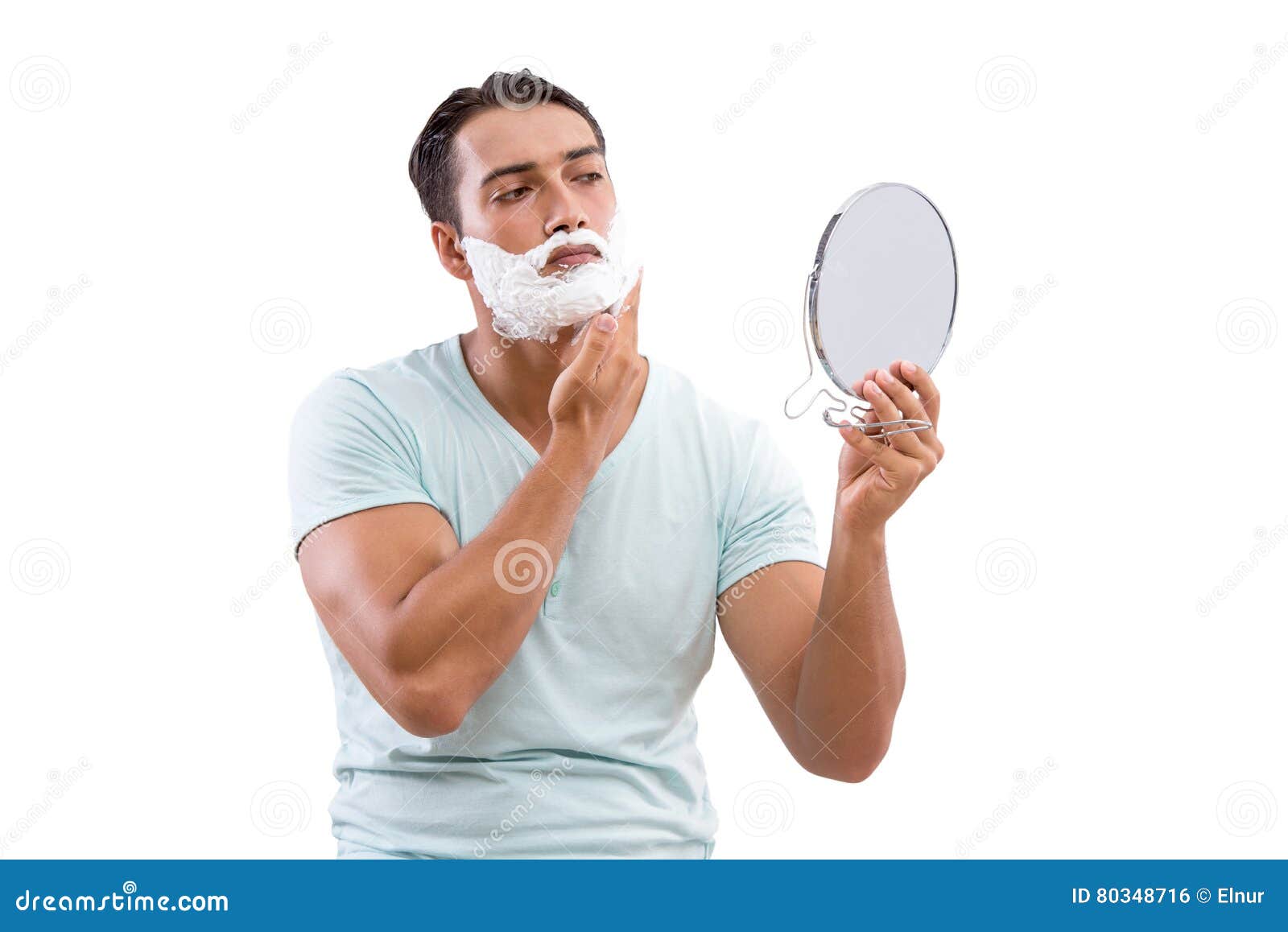 The Handsome Man Shaving Isolated on White Background Stock Photo ...