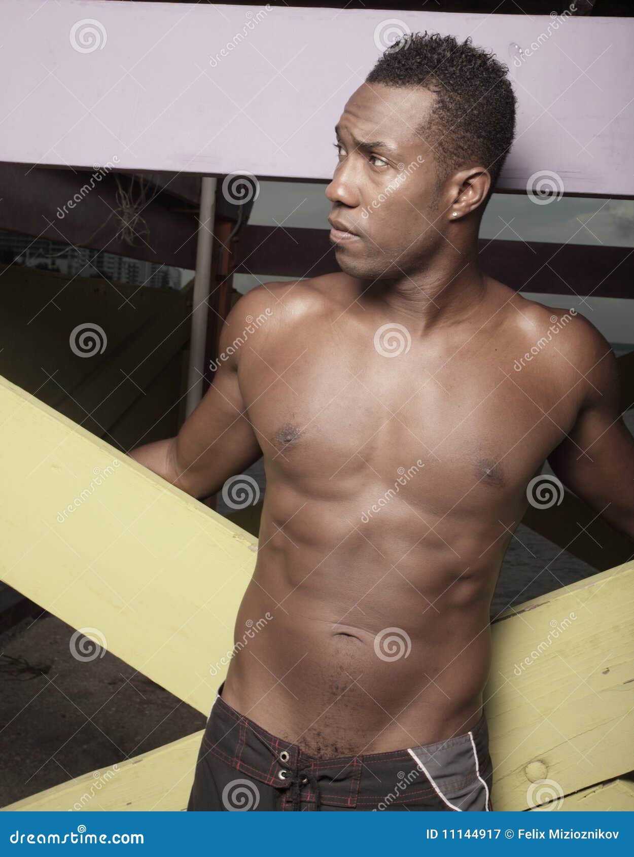 Handsome Man without a Shirt Stock Image - Image of abstract, wood ...