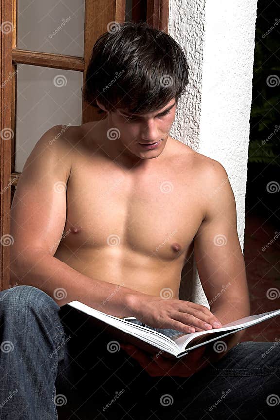Handsome man without shirt stock image. Image of reading - 2048567