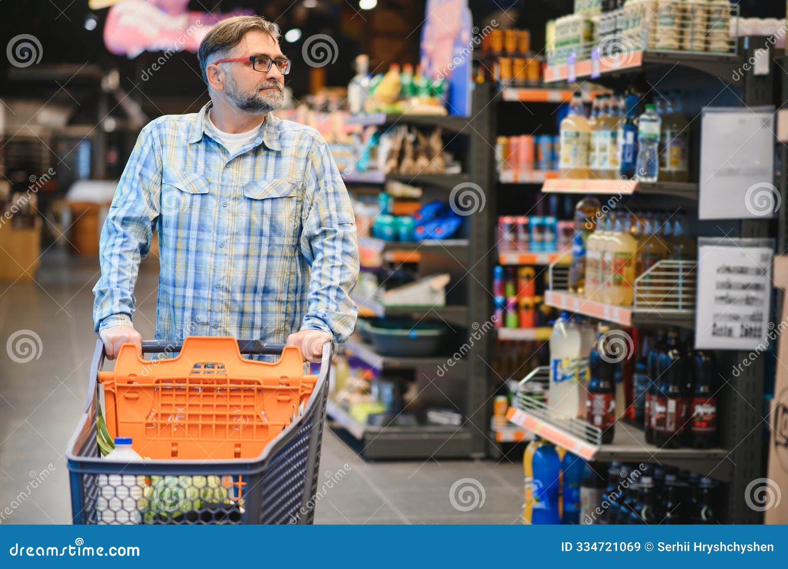 Handsome Man Shopping in a Supermarket Stock Image - Image of face ...