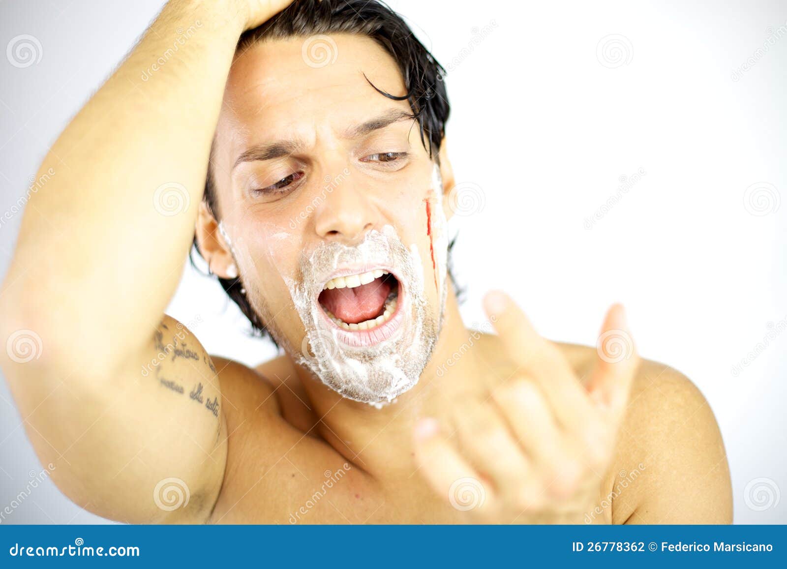 Handsome Man Shouting with Blood on His Face Stock Photo - Image of ...