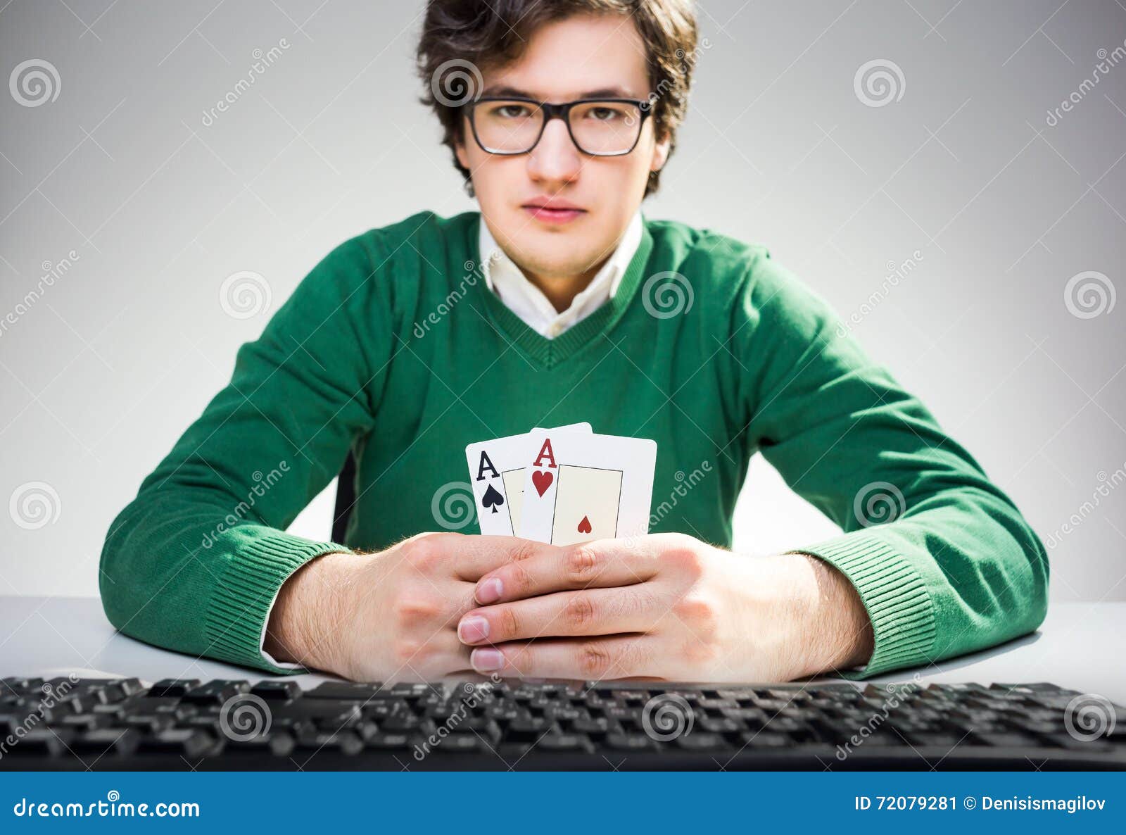 Handsome Man Showing Ace Cards Stock Image - Image of green, leisure ...