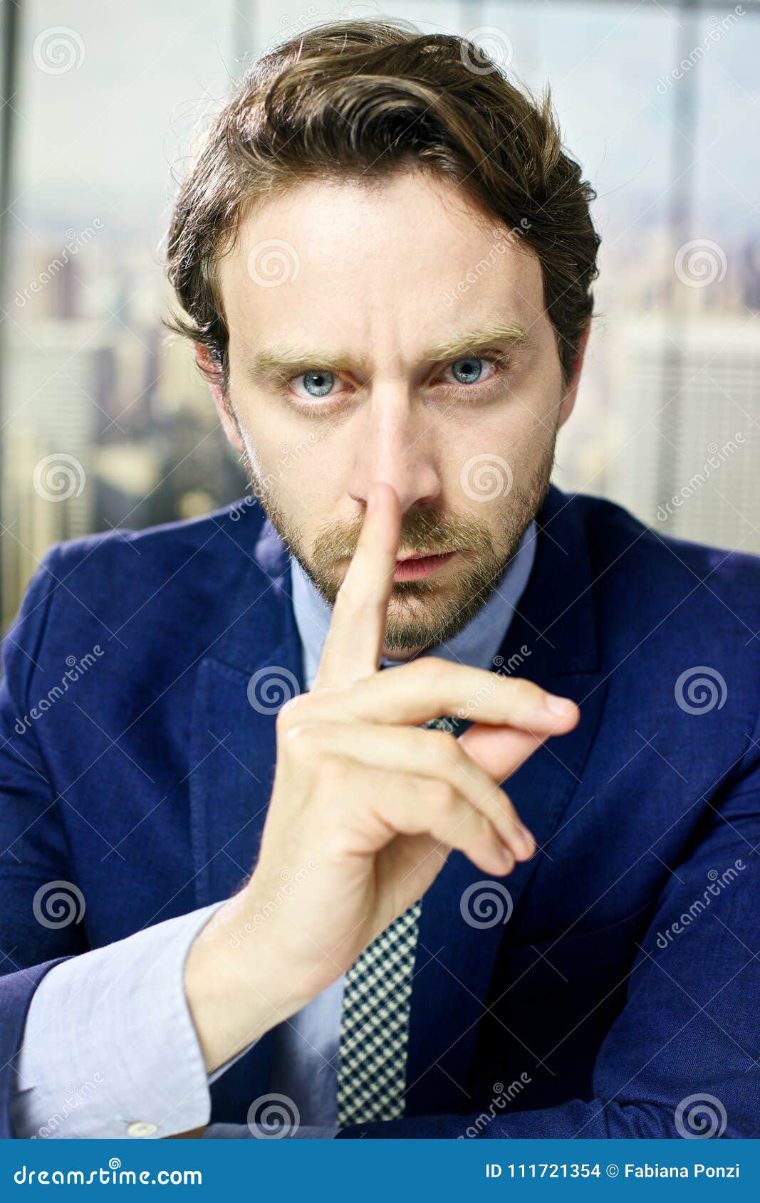 Cool Handsome Business Man Making Silence Sign Stock Photo - Image of ...