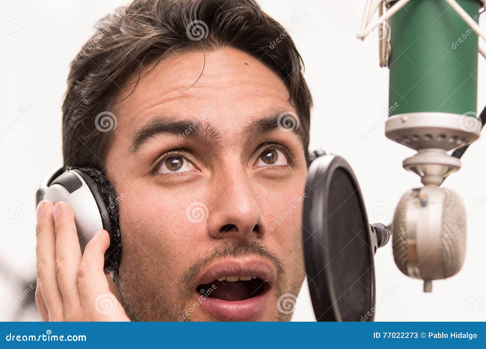 Handsome Man Singing in Music Studio Stock Image - Image of musician ...