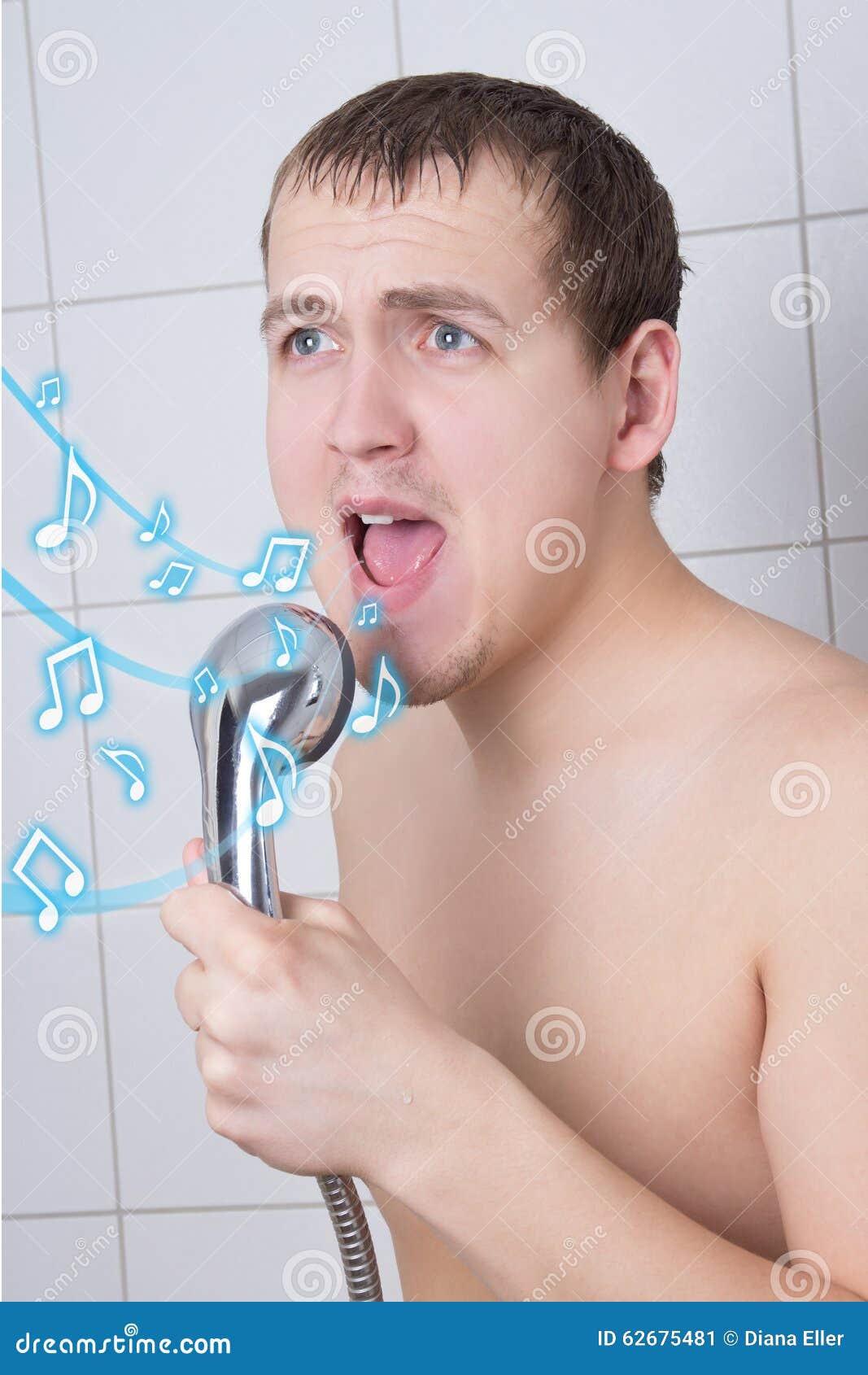 Handsome Man Singing in the Shower Stock Image - Image of male, solo ...