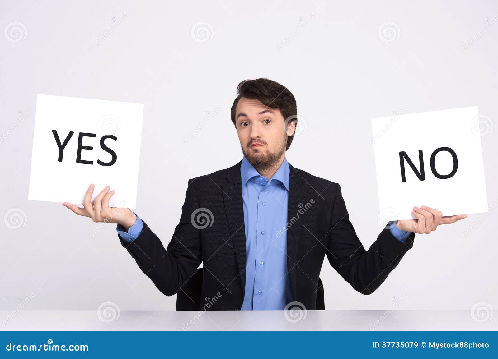 Handsome Man Sitting Confused and Perplexed. Stock Image - Image of ...