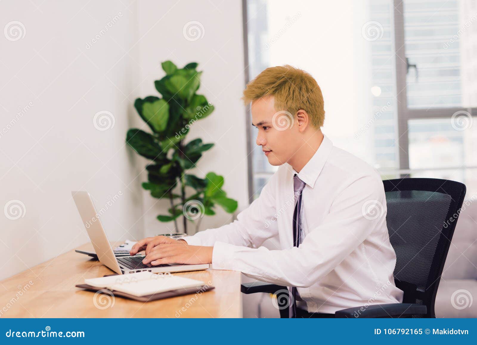 Handsome Man Sitting in His Office and Working on Laptop Stock Image ...