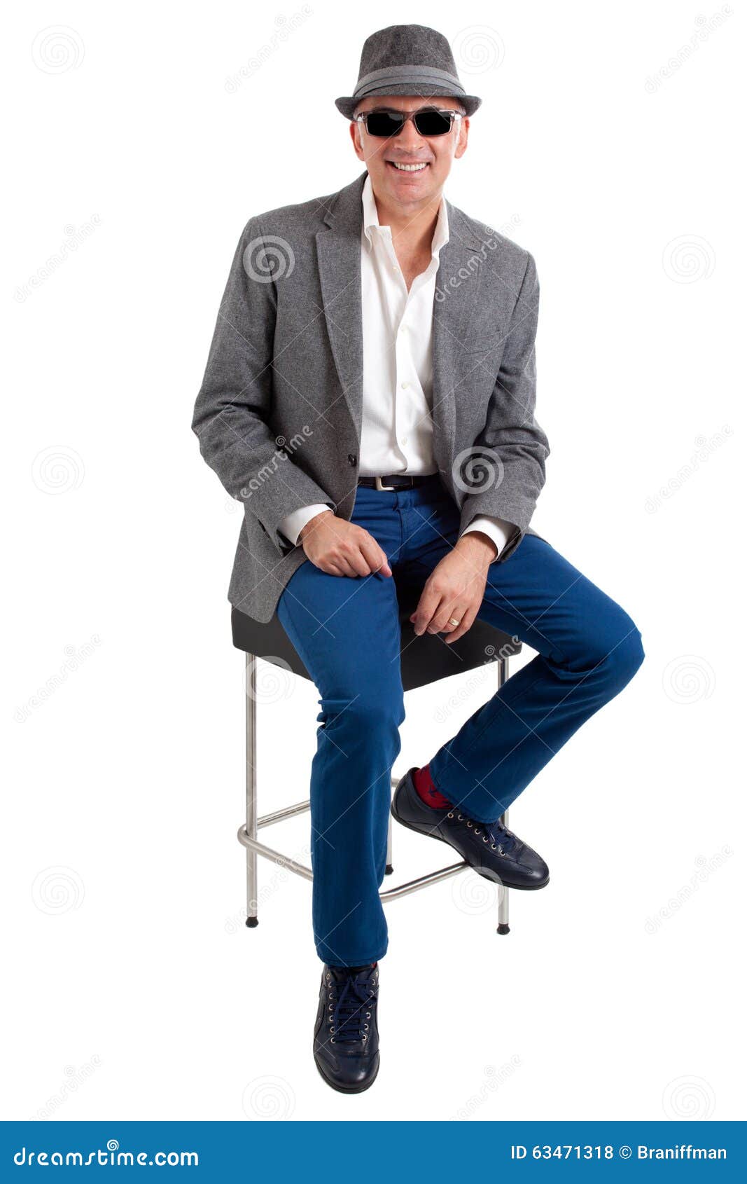 Handsome Man Sitting on a Stool Stock Photo - Image of handsome, model ...