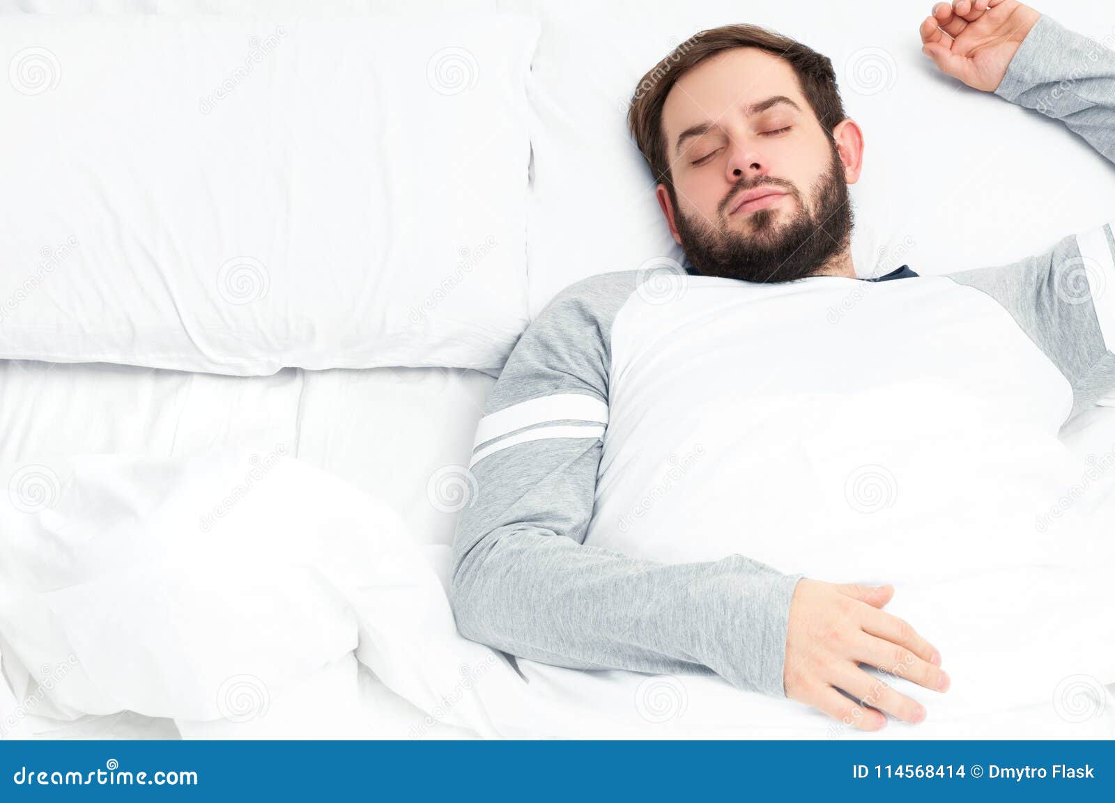 Handsome Man Sleeping in Bed Stock Photo - Image of dream, comfortable ...