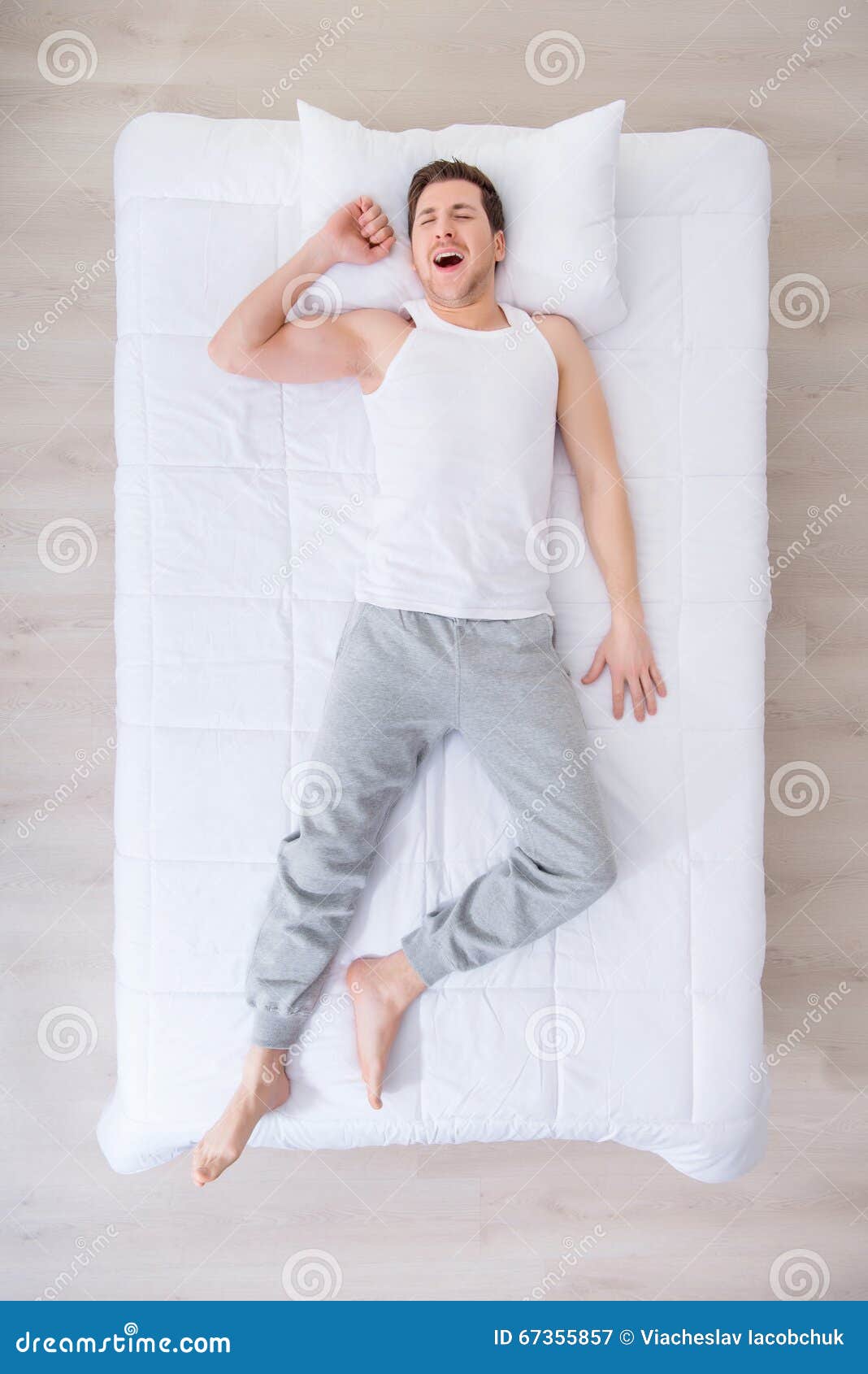 Handsome Man Sleeping in Bed Stock Image - Image of relax, rest: 67355857