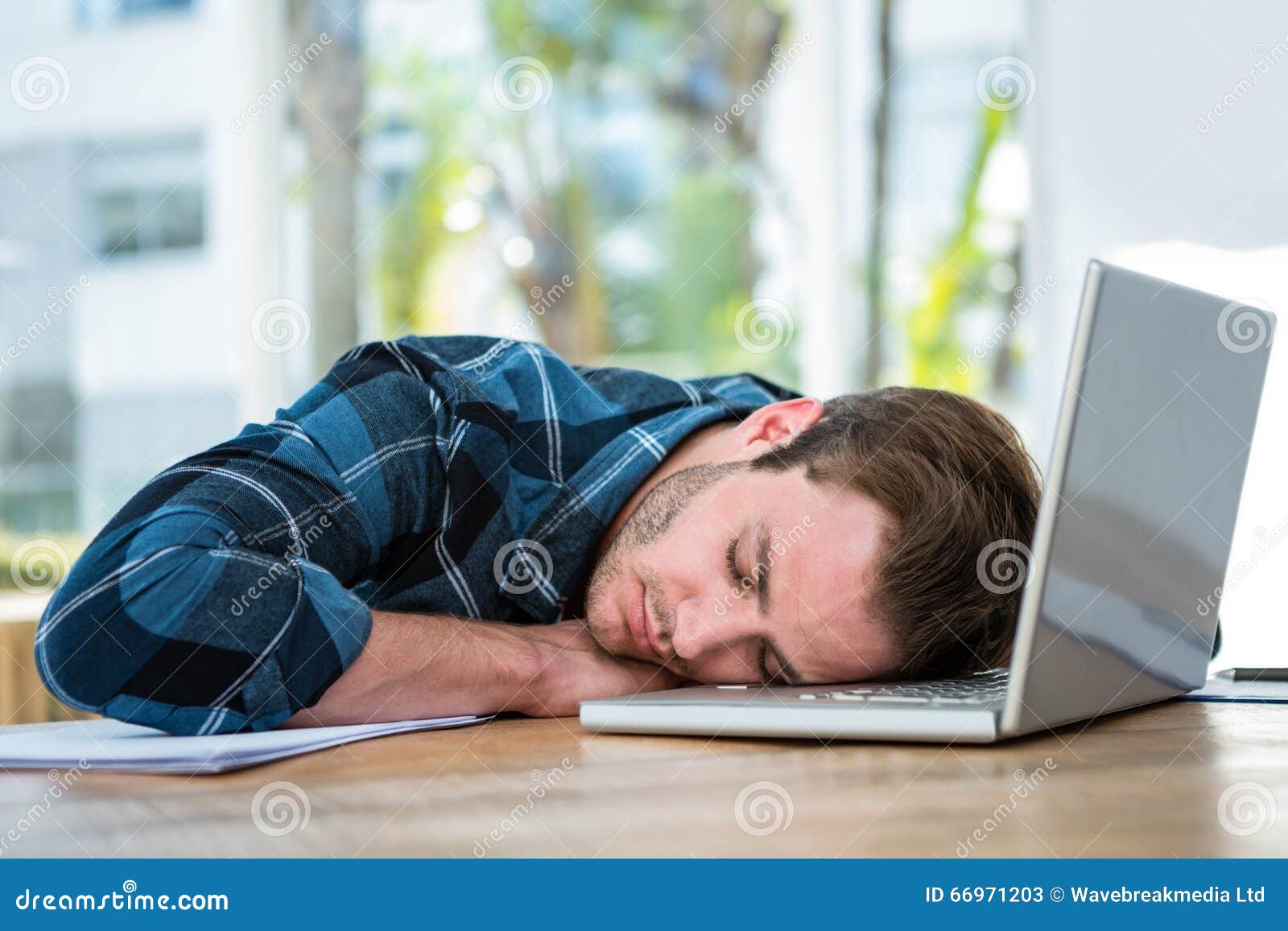 Handsome Man Sleeping on Laptop Stock Image - Image of enjoyment ...