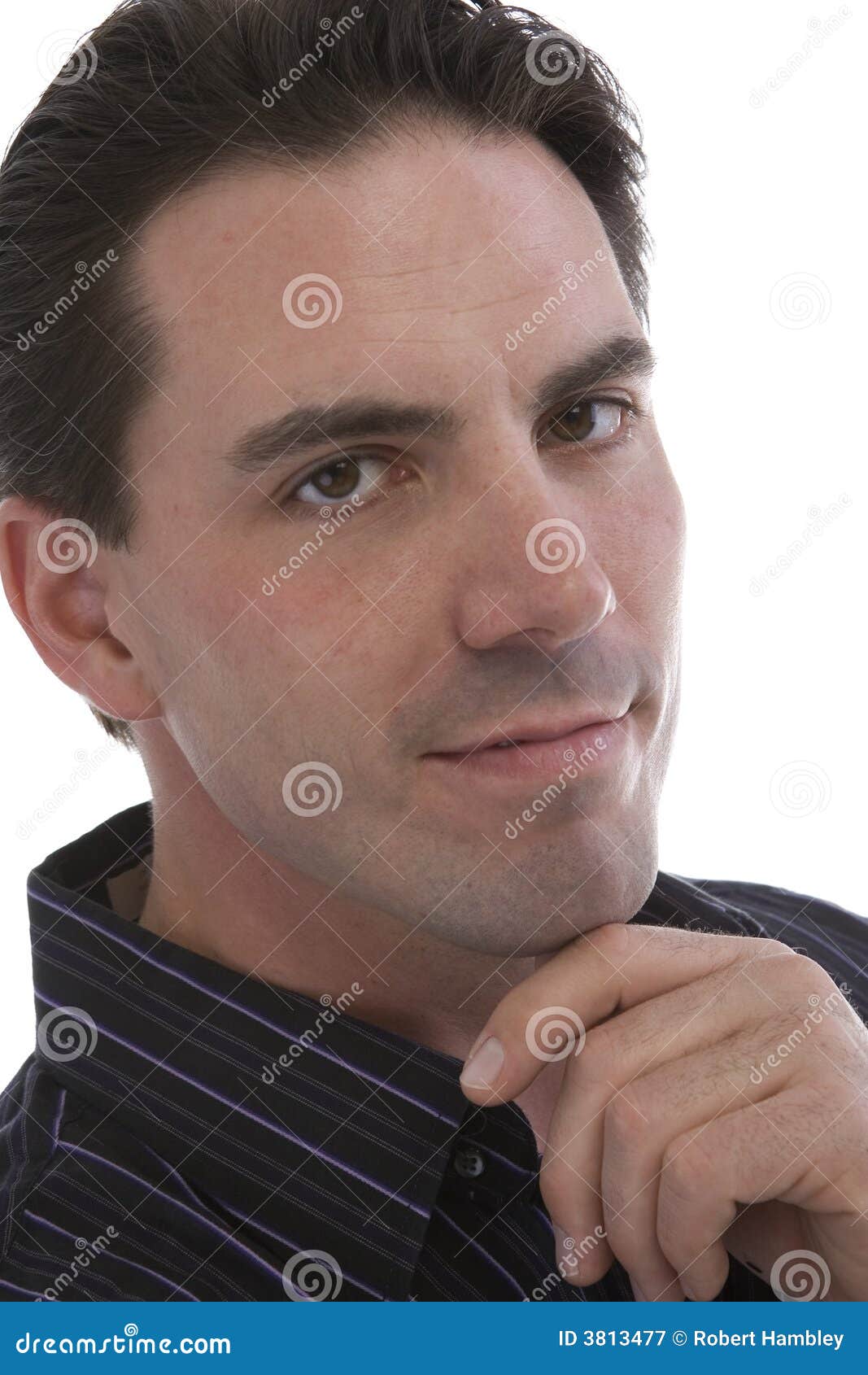 Handsome Man in Smart Shirt Stock Image - Image of striped, background ...