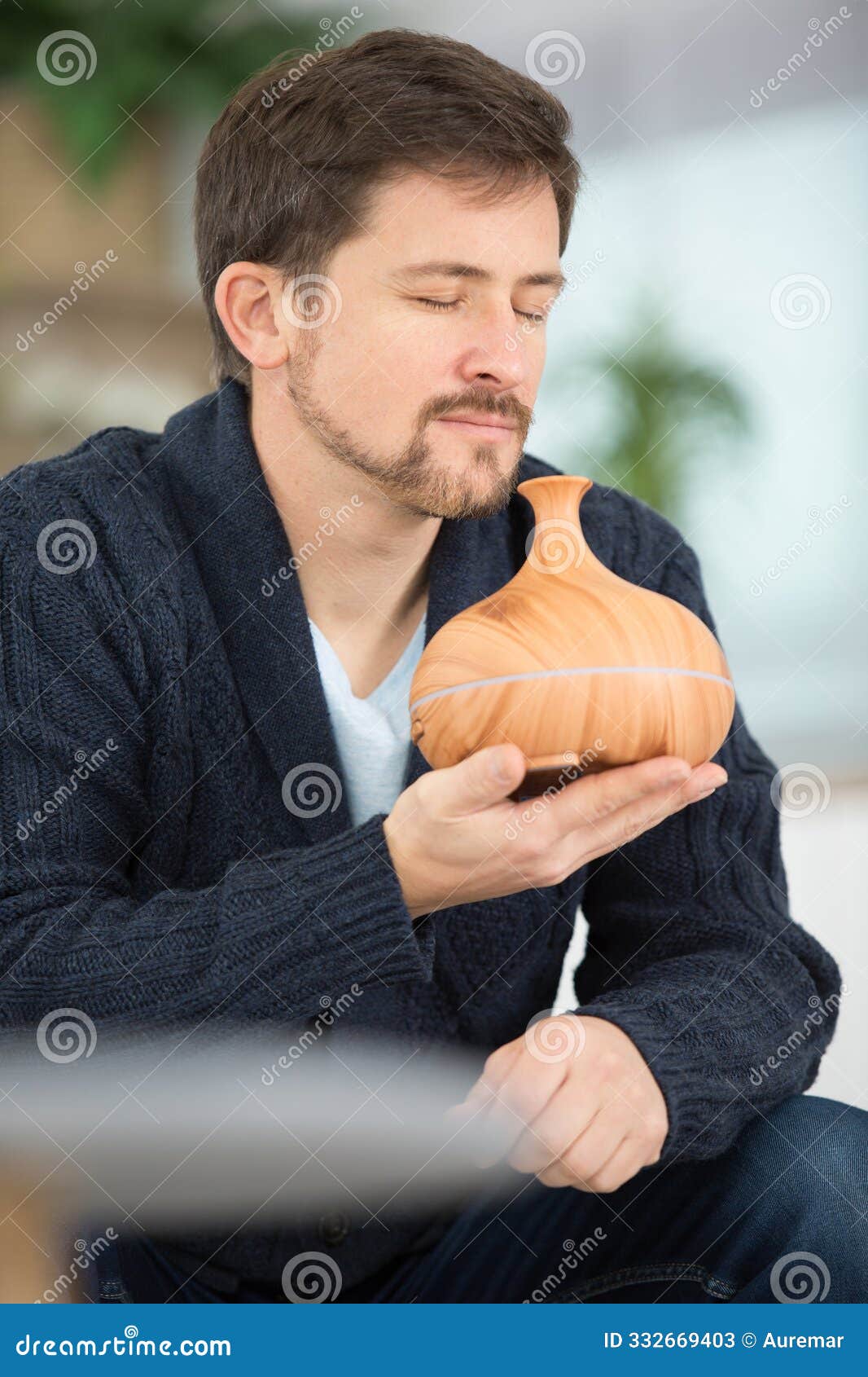 Handsome Man Smelling Essence Oil Stock Image - Image of portrait ...