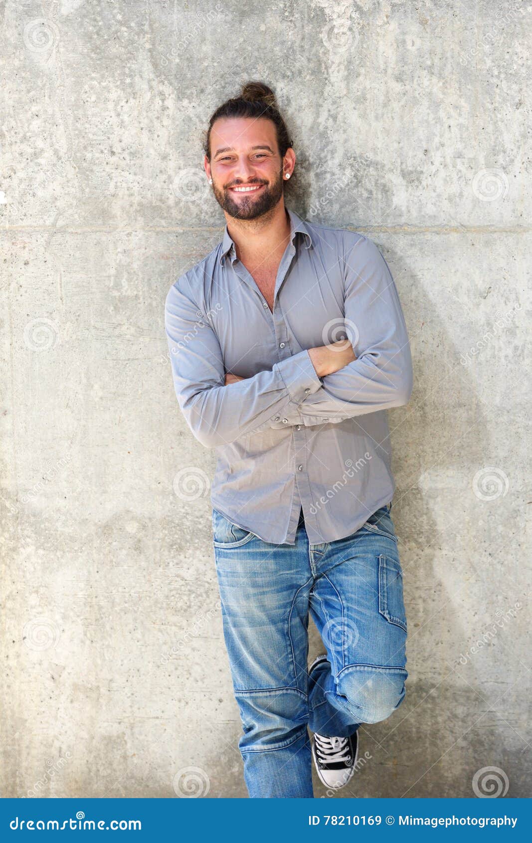 Handsome Man Smiling with Arms Crossed Stock Image - Image of ...