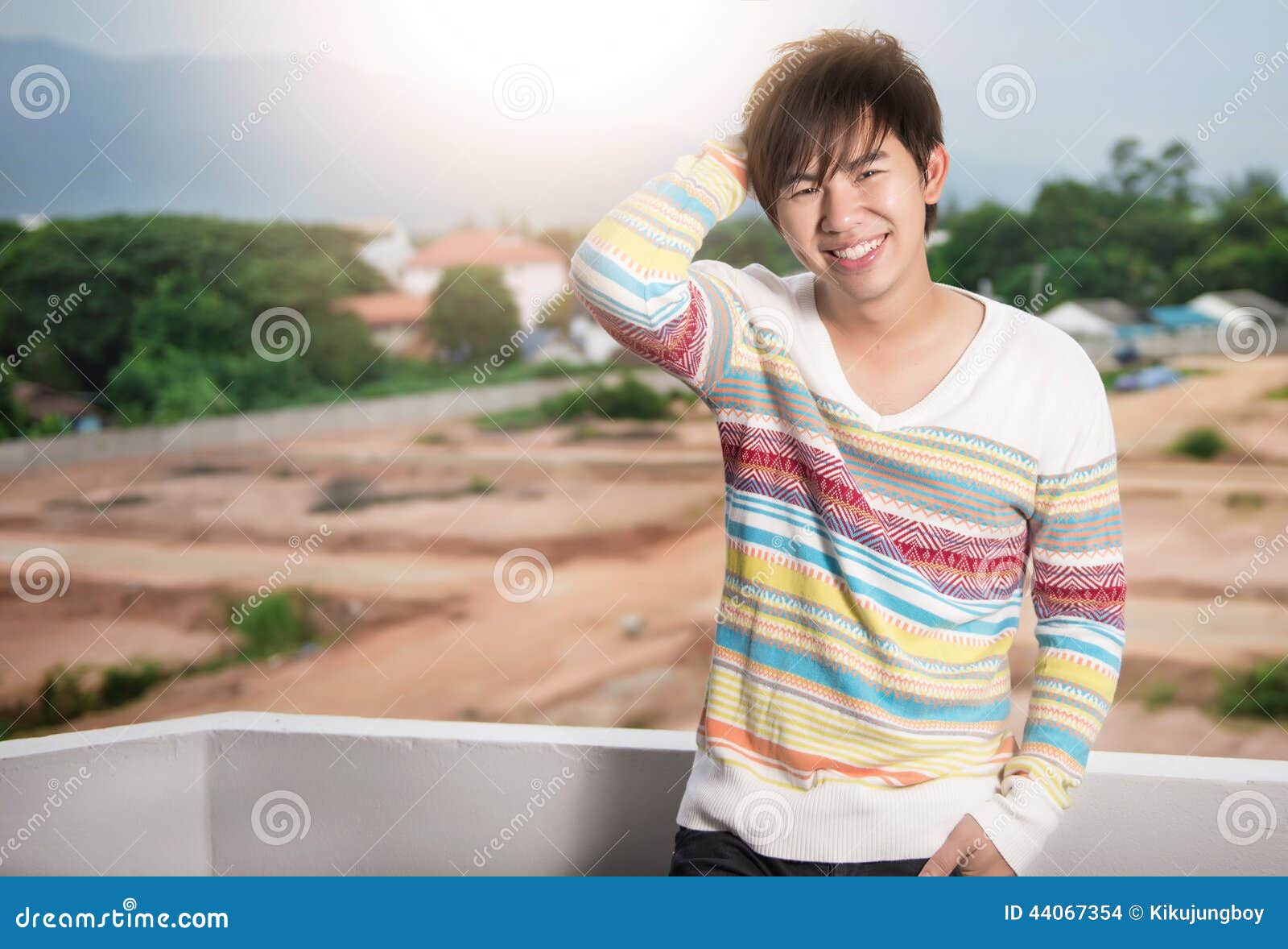 Handsome Man is Smiling and Be Shy Stock Photo - Image of cheerful ...