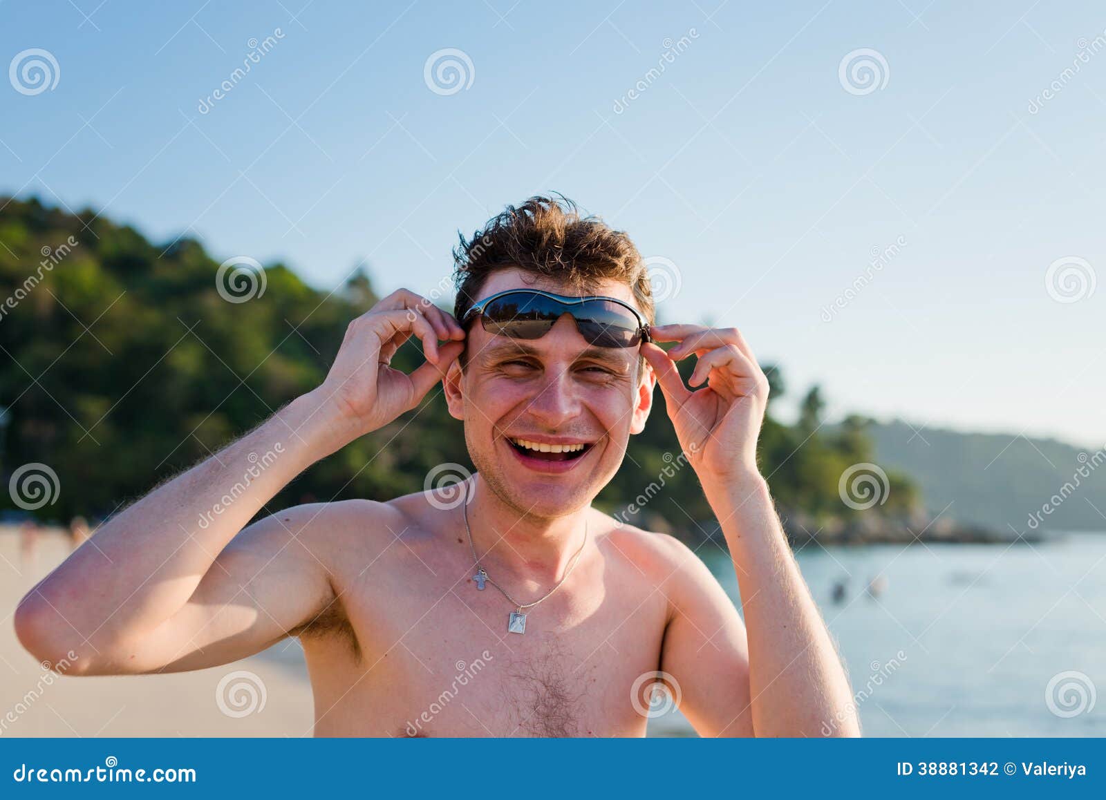 Handsome Man Smiling on the Beach. Stock Photo - Image of face ...