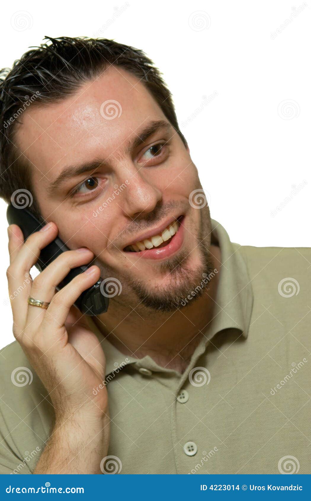 Handsome Man Smiling on the Phone Stock Photo - Image of head, mobile ...