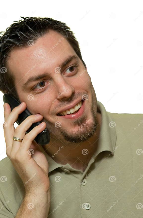 Handsome Man Smiling on the Phone Stock Photo - Image of head, mobile ...