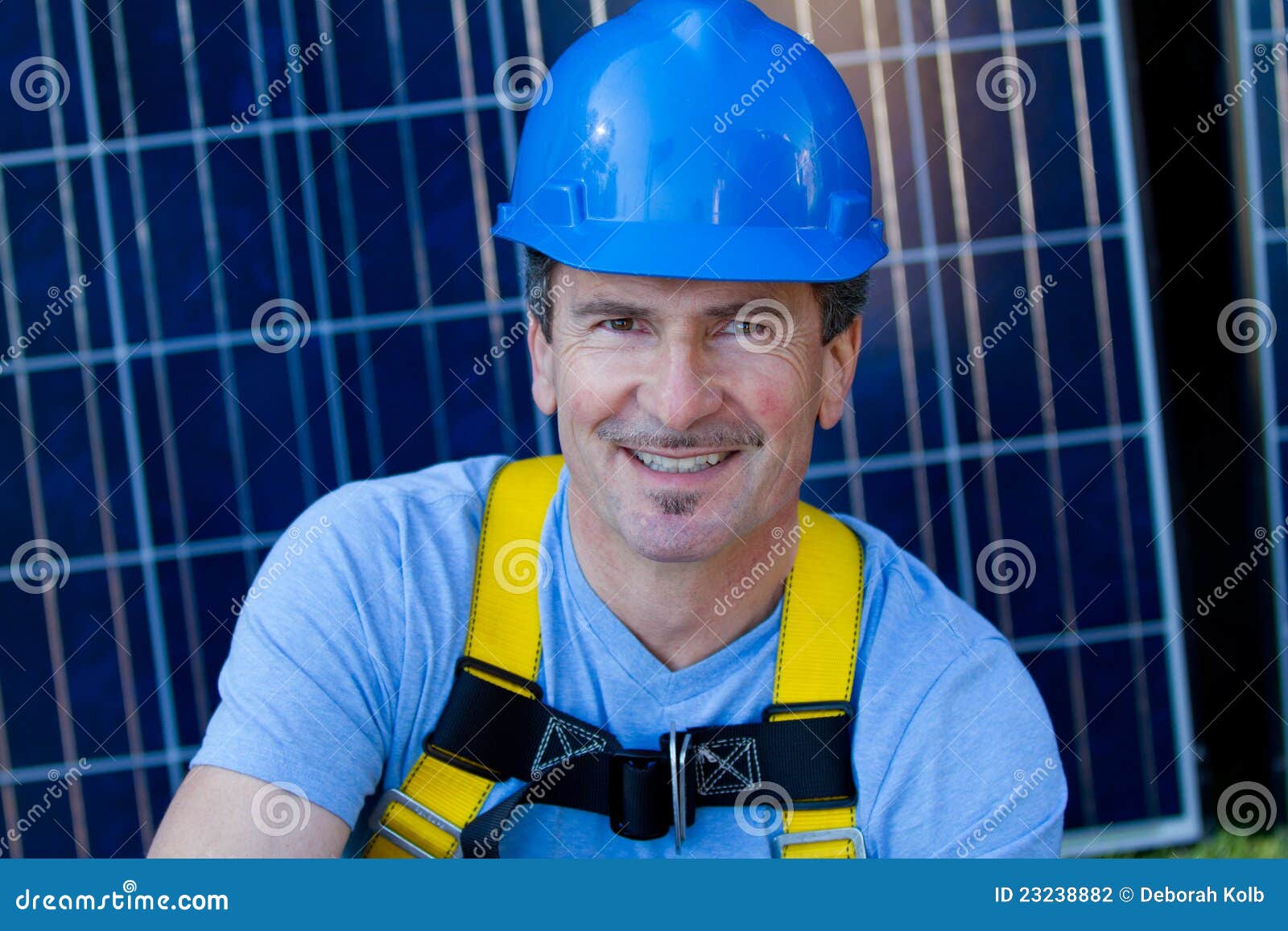Handsome Man and Solar Panels Stock Photo - Image of install, happy ...