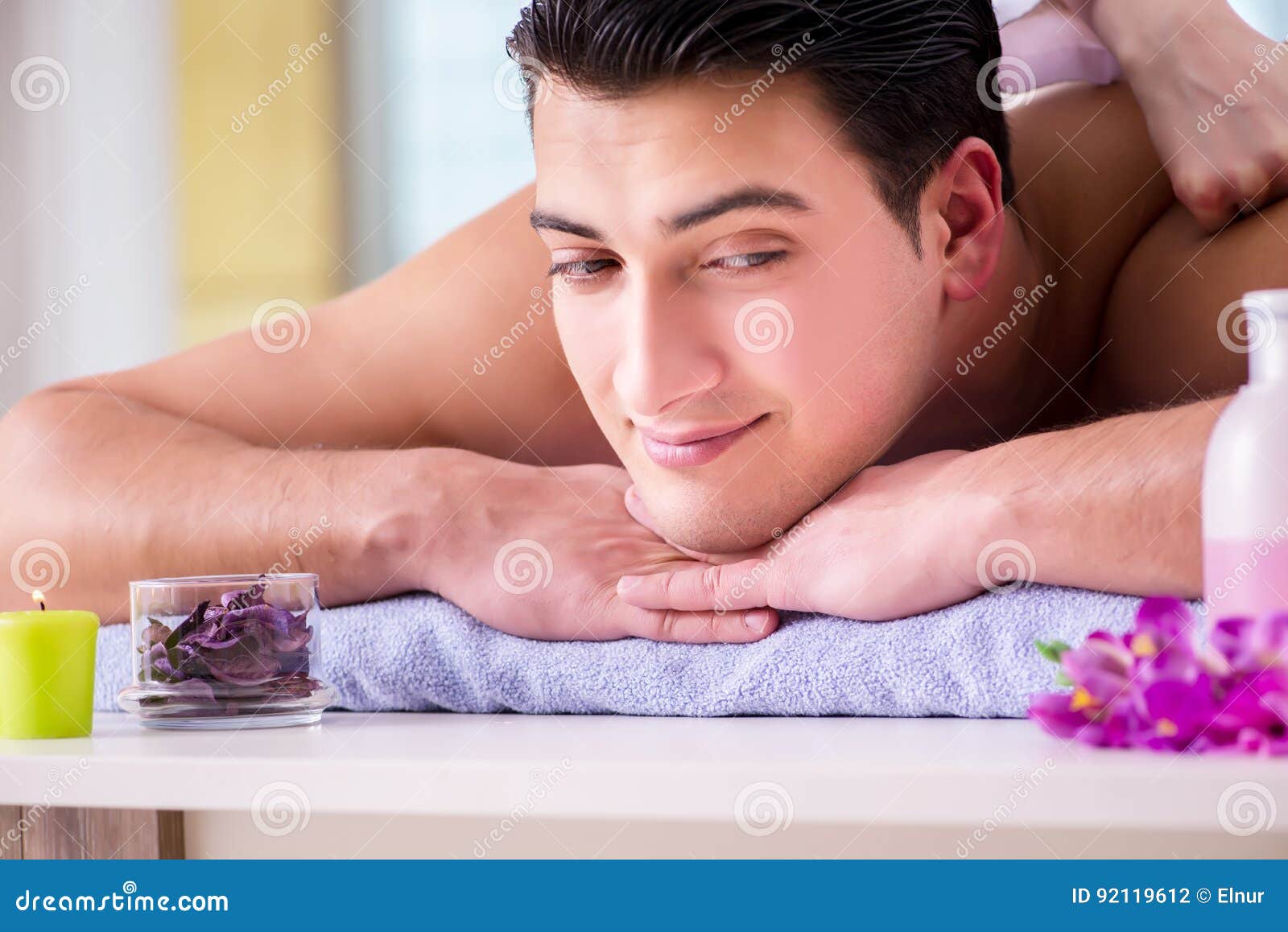 The Handsome Man in Spa Massage Concept Stock Photo - Image of candle ...