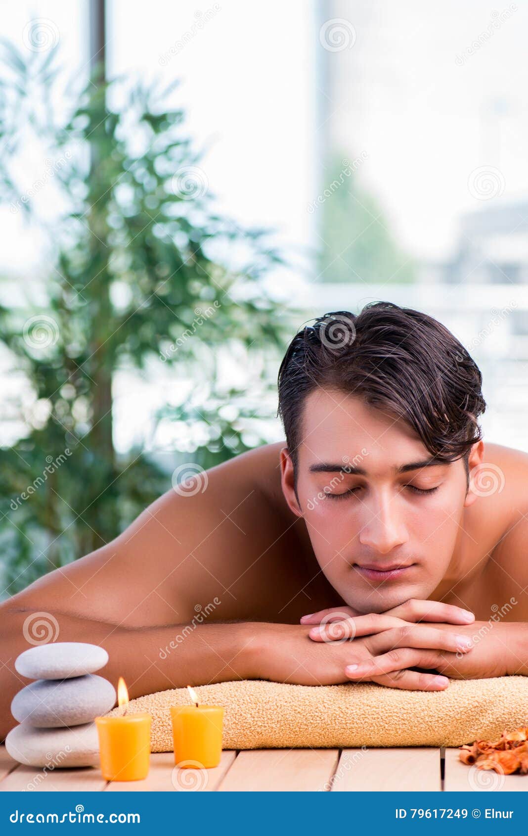 The Handsome Man during Spa Session Stock Image - Image of pebble ...