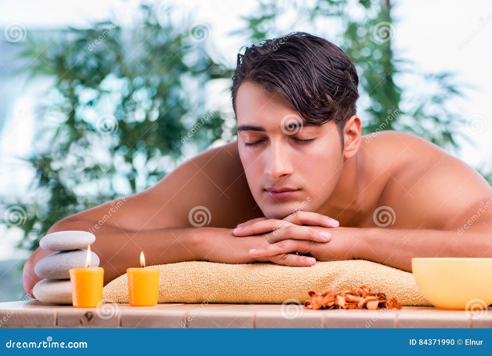 The Handsome Man during Spa Session Stock Photo - Image of massaging ...