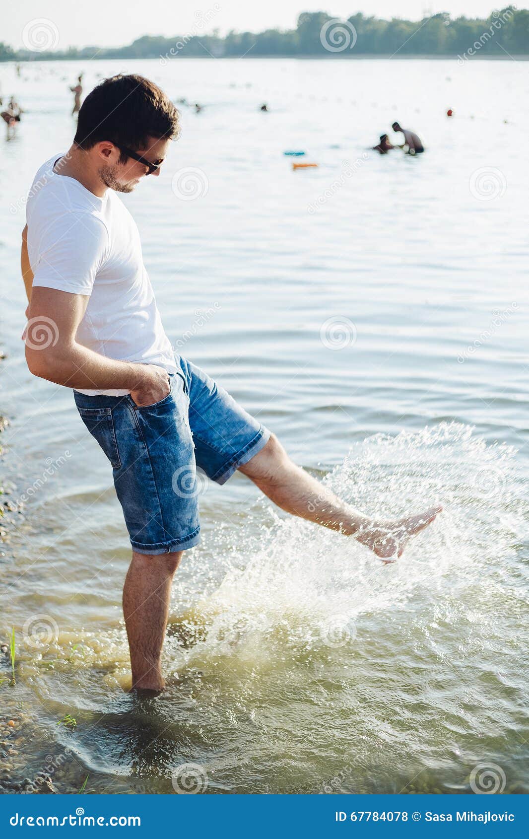 Handsome Man Splashing Water Stock Photo - Image of shades, caucasian ...