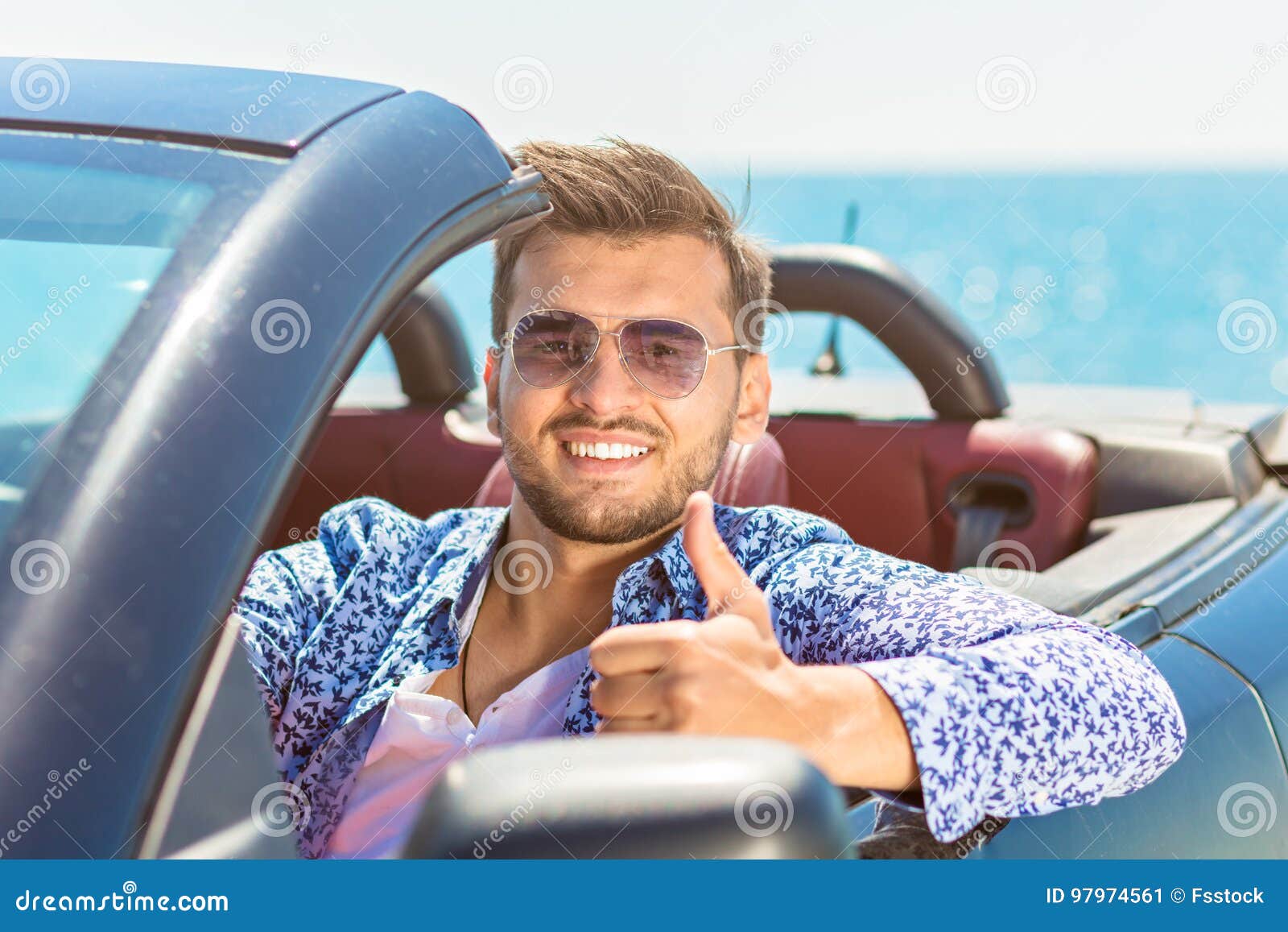 Handsome Man in a Sports Car Convertible Stock Image - Image of beauty ...